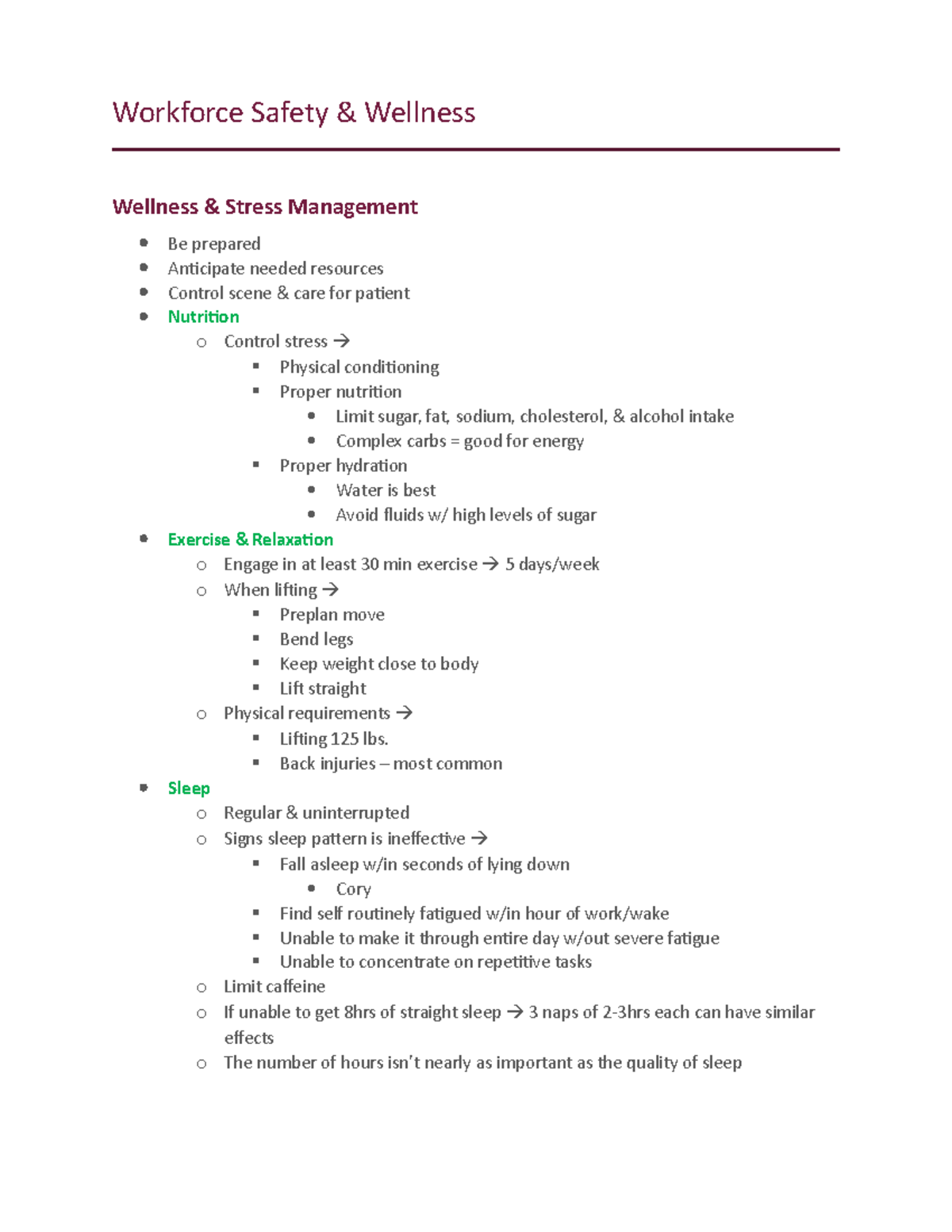 Chapter 2 - RC Health Services Book Notes - Workforce Safety & Wellness ...