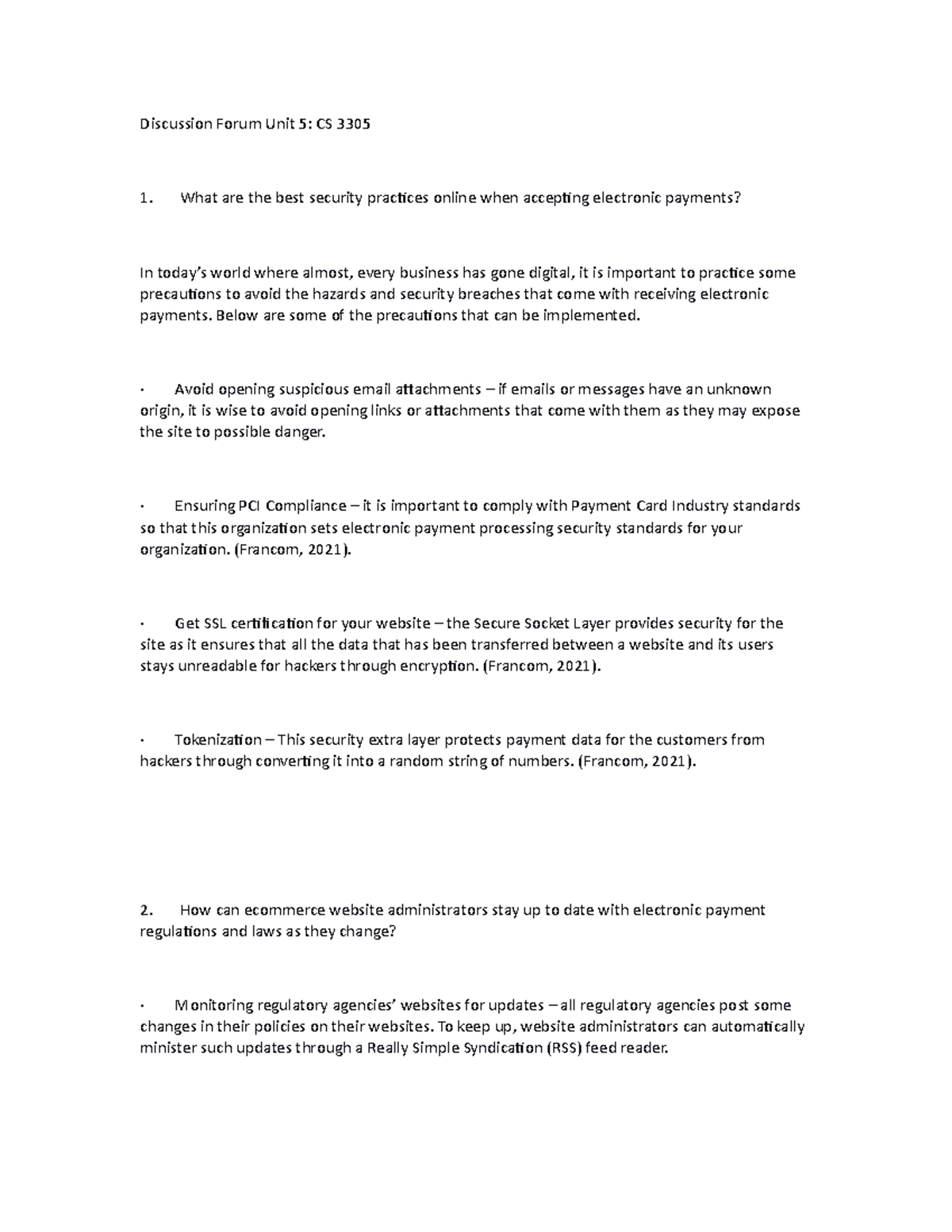 Discussion-5-3 - Discussion-5-3 solution - Discussion Forum Unit 5: CS ...