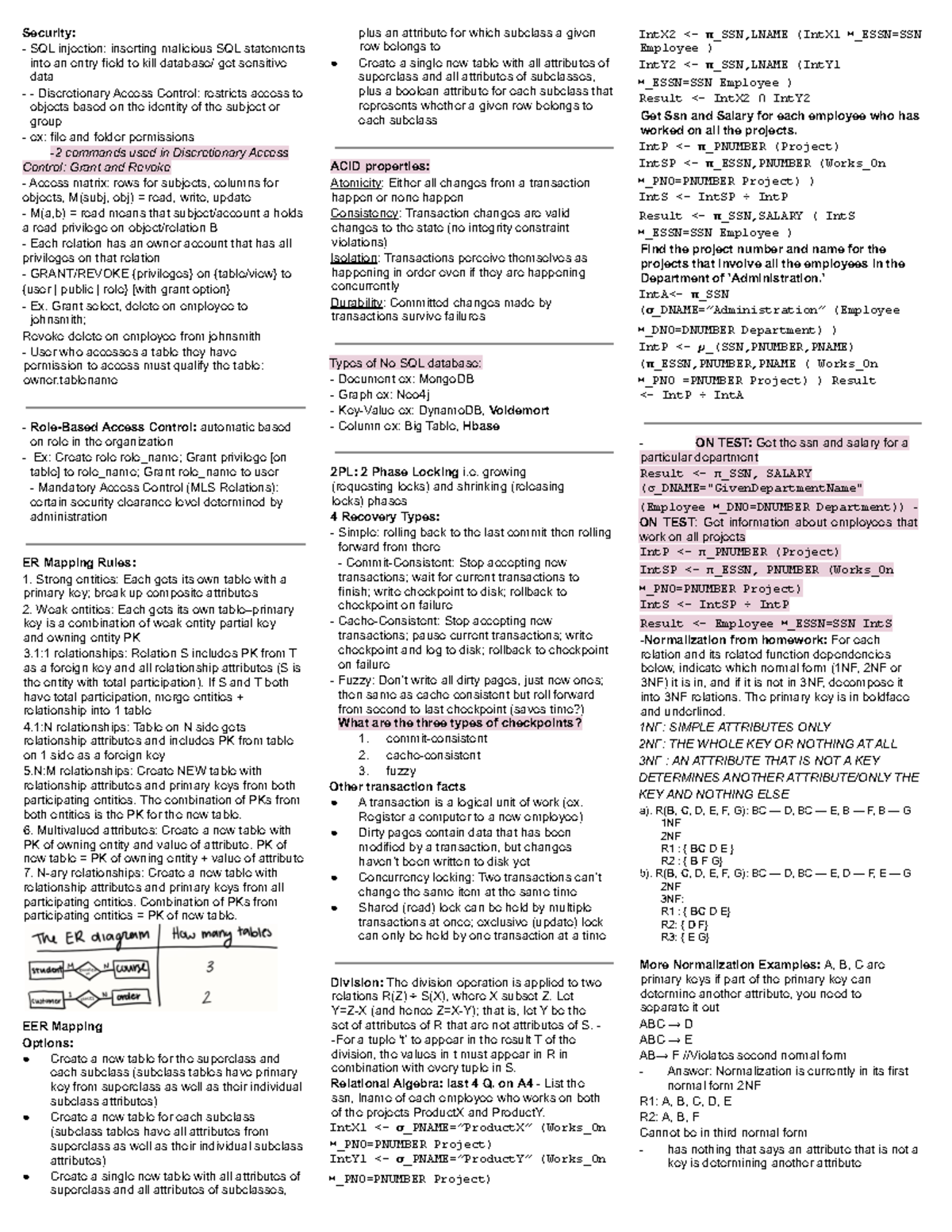 Cs301 exam 2 cheat sheet 2 - Security: SQL injection: inserting ...