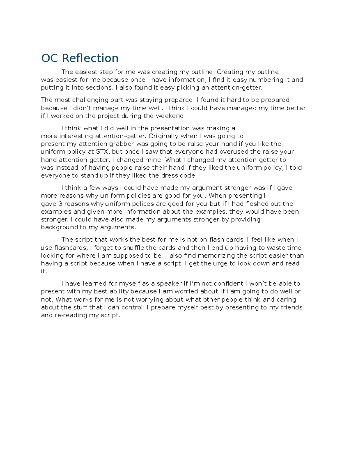 OC Reflection 3 - The word war - OC Reflection The easiest step for me ...