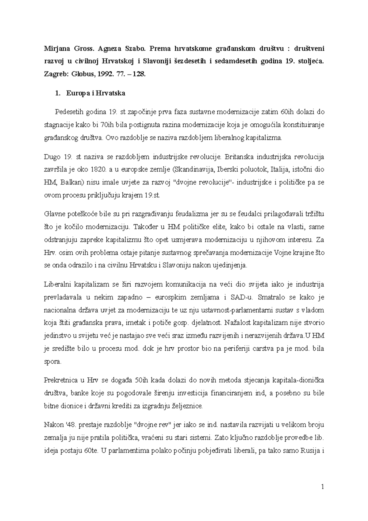 Gross Strecha skripta - Hrvatska Povijest U 19. St. - UniZG - Studocu