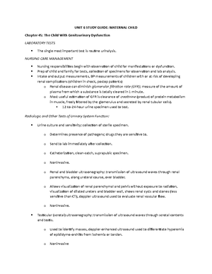 Nursing Care of Children- Unit 5 Study Guide - Nursing Care of Children ...