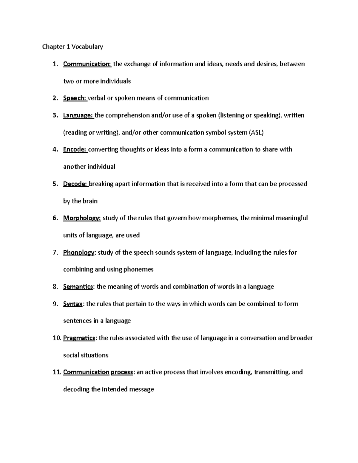 Chapter 1 Vocabulary - notes - Chapter 1 Vocabulary 1. Communication ...