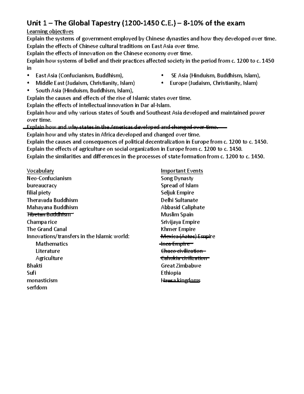 1200-1450 study guide - Unit 1 – The Global Tapestry (1200-1450 C.) – 8 ...