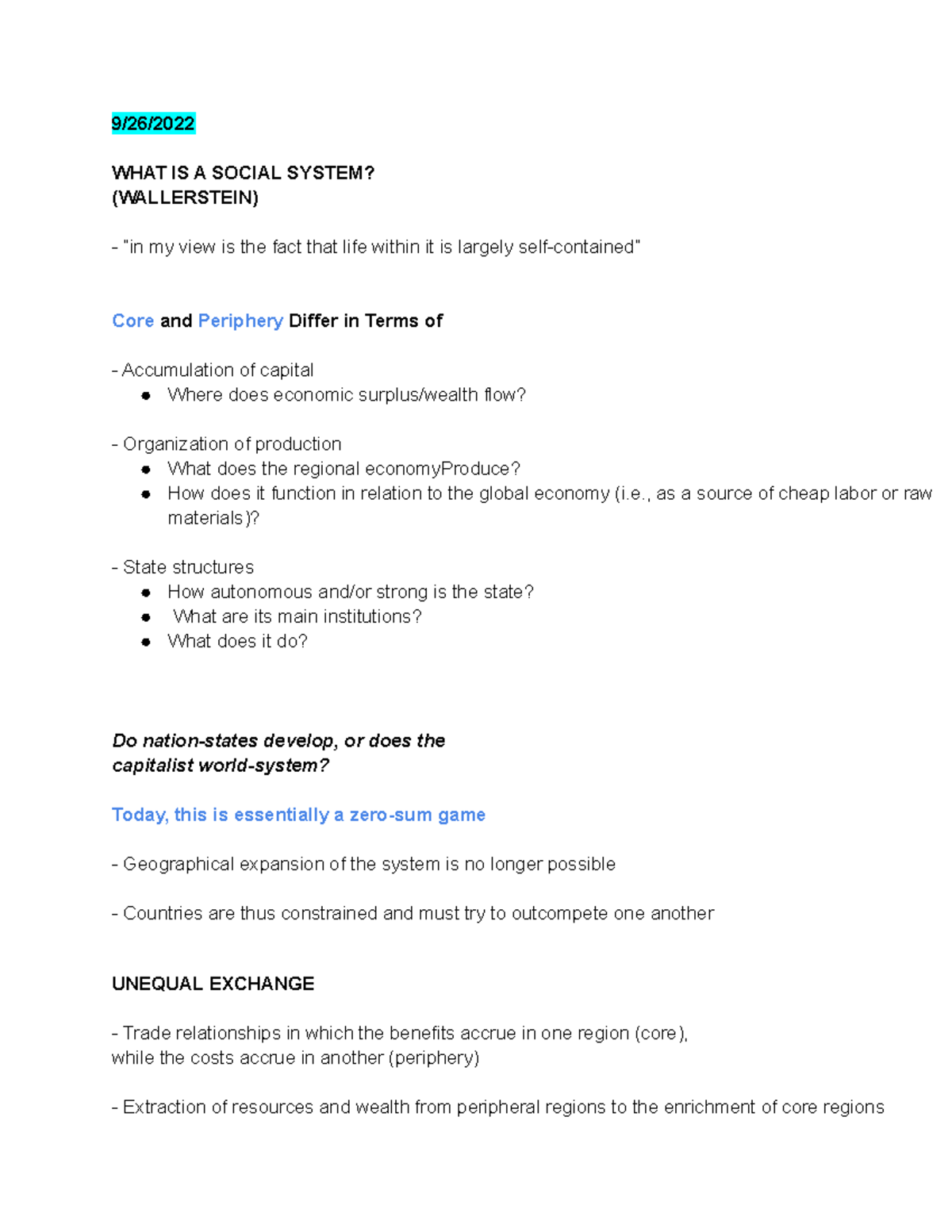 SOCI Notes #2 - Chris Colocousis - 9/26/ WHAT IS A SOCIAL SYSTEM ...