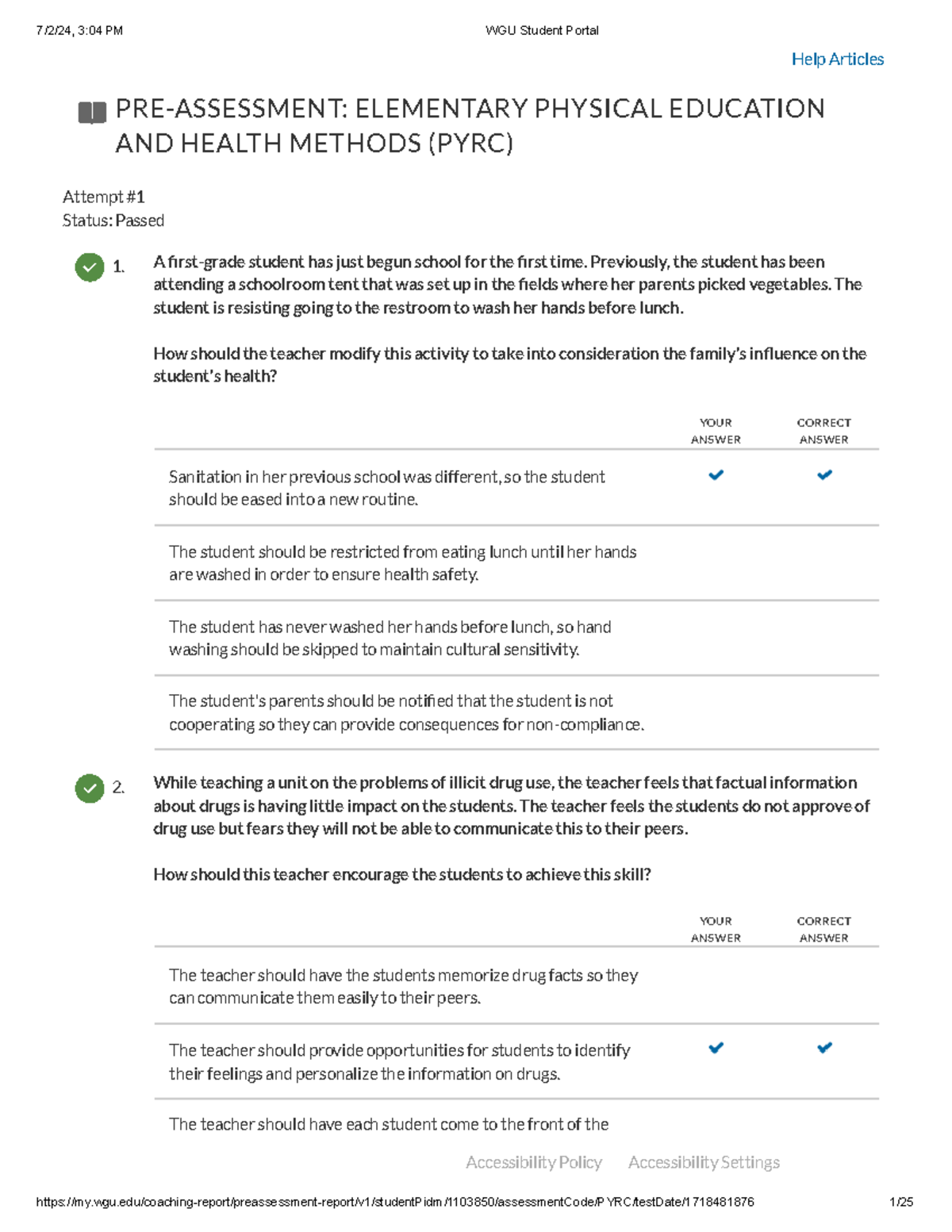 Practice Assessment Report - Help Articles PRE-ASSESSMENT: ELEMENTARY ...