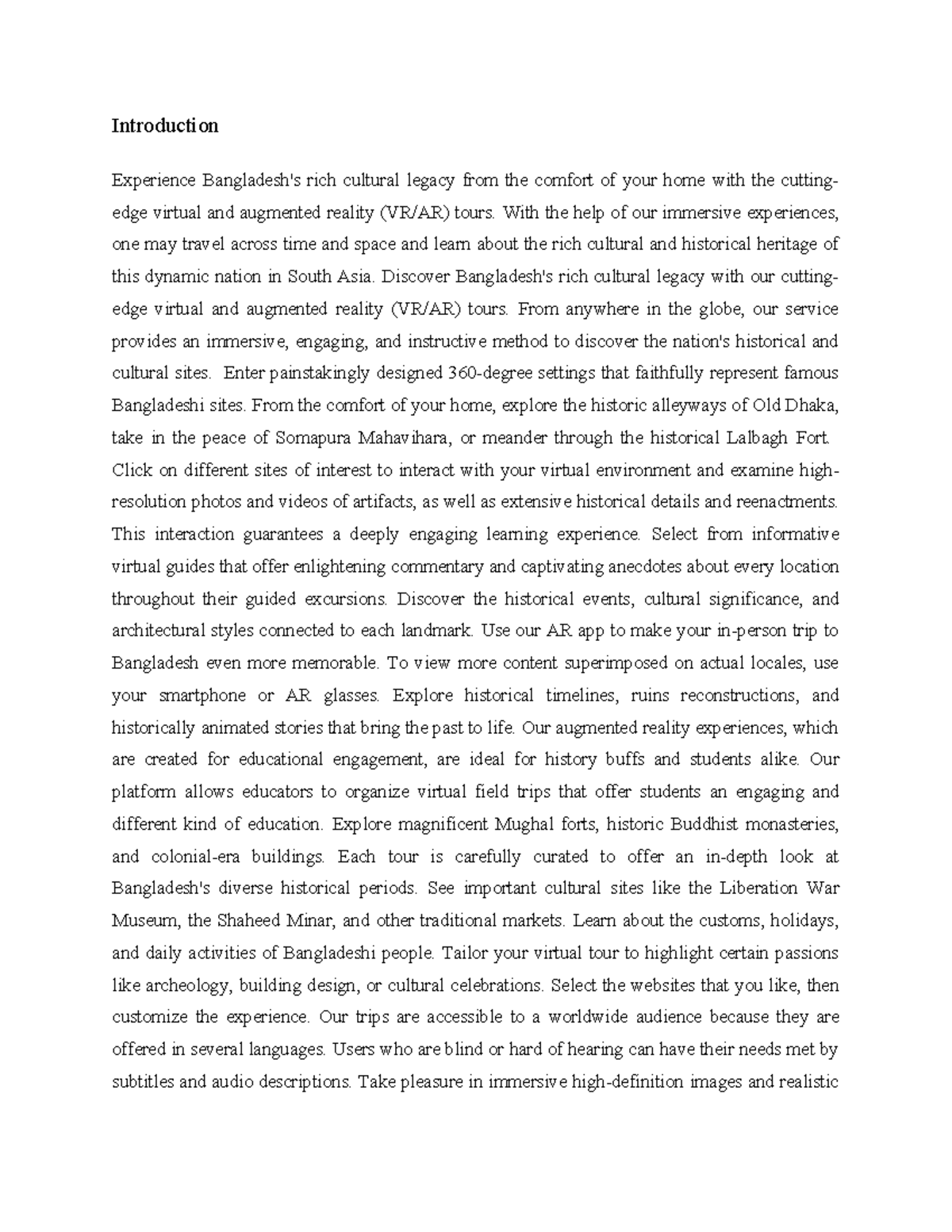 Introduction - task - Introduction Experience Bangladesh's rich ...