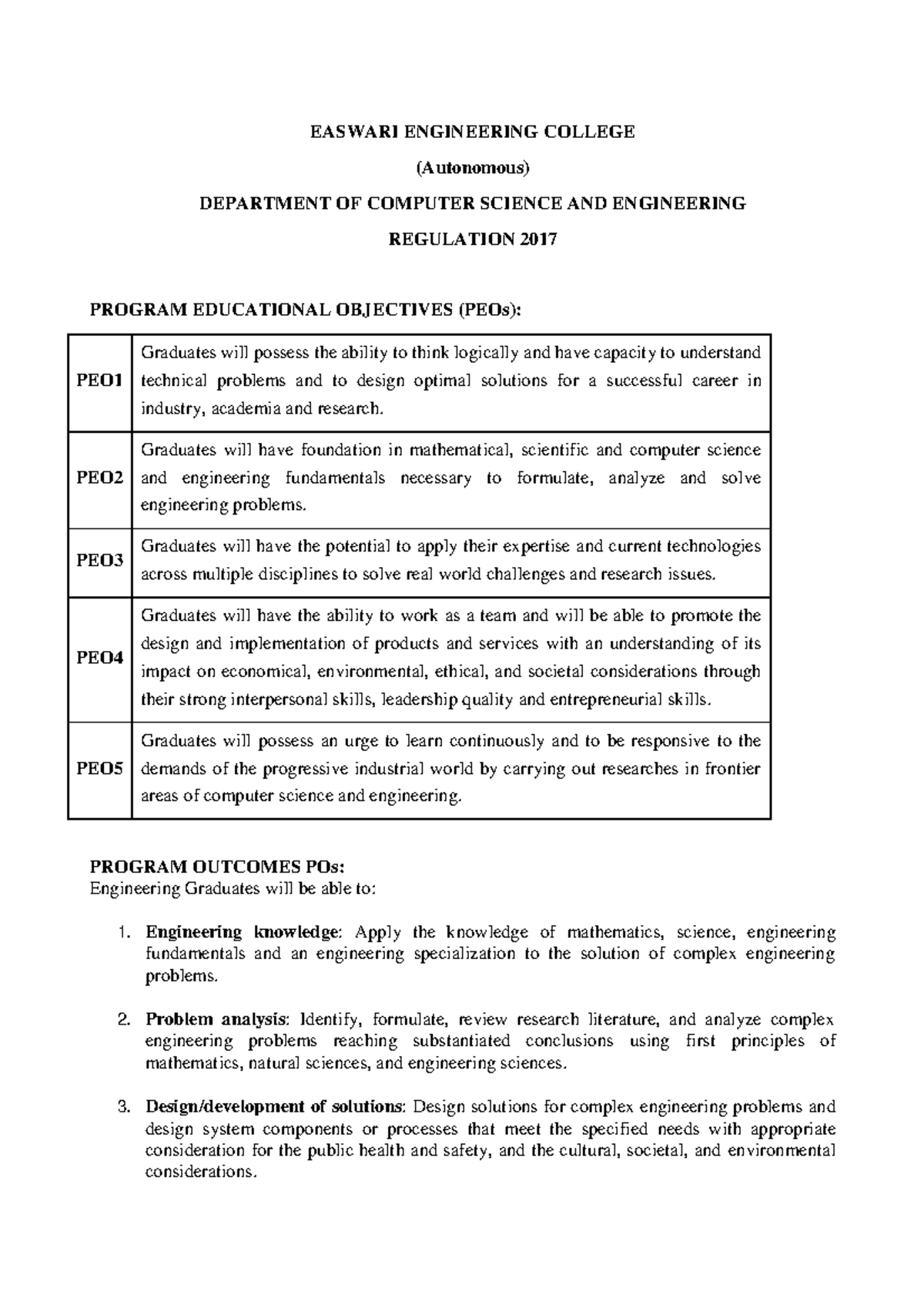 R2017 UG PEO PO PSO CO-min - EASWARI ENGINEERING COLLEGE (Autonomous) DEPARTMENT OF COMPUTER ...
