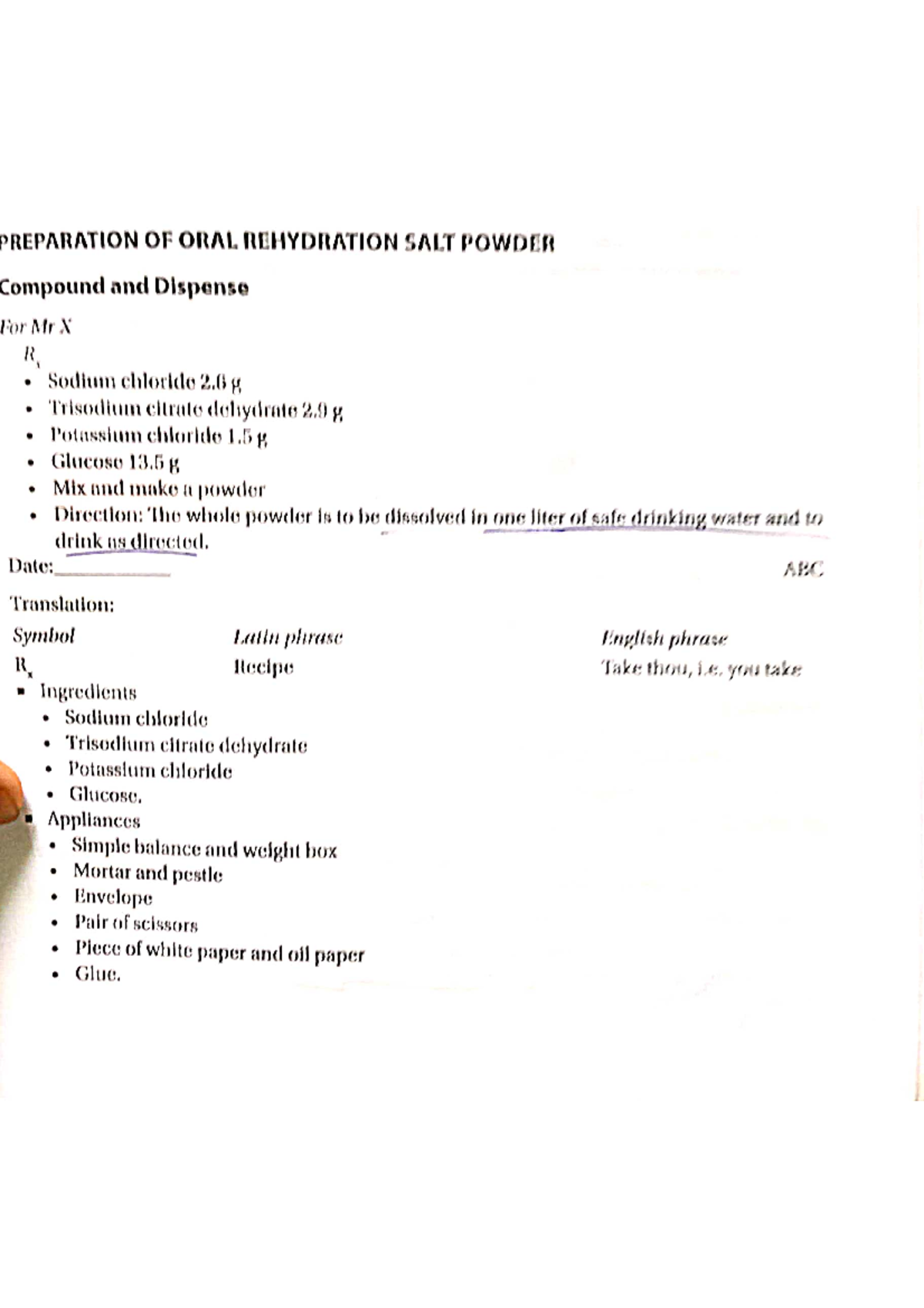 ORS Notes - Complete Science - Studocu