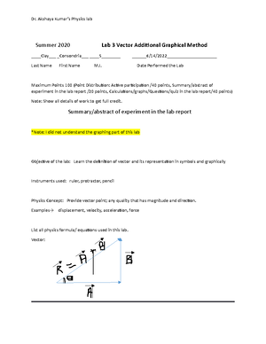Phys Lab 5 Projectile Motion - Dr. Akshaya Kumar’s Physics lab Summer ...