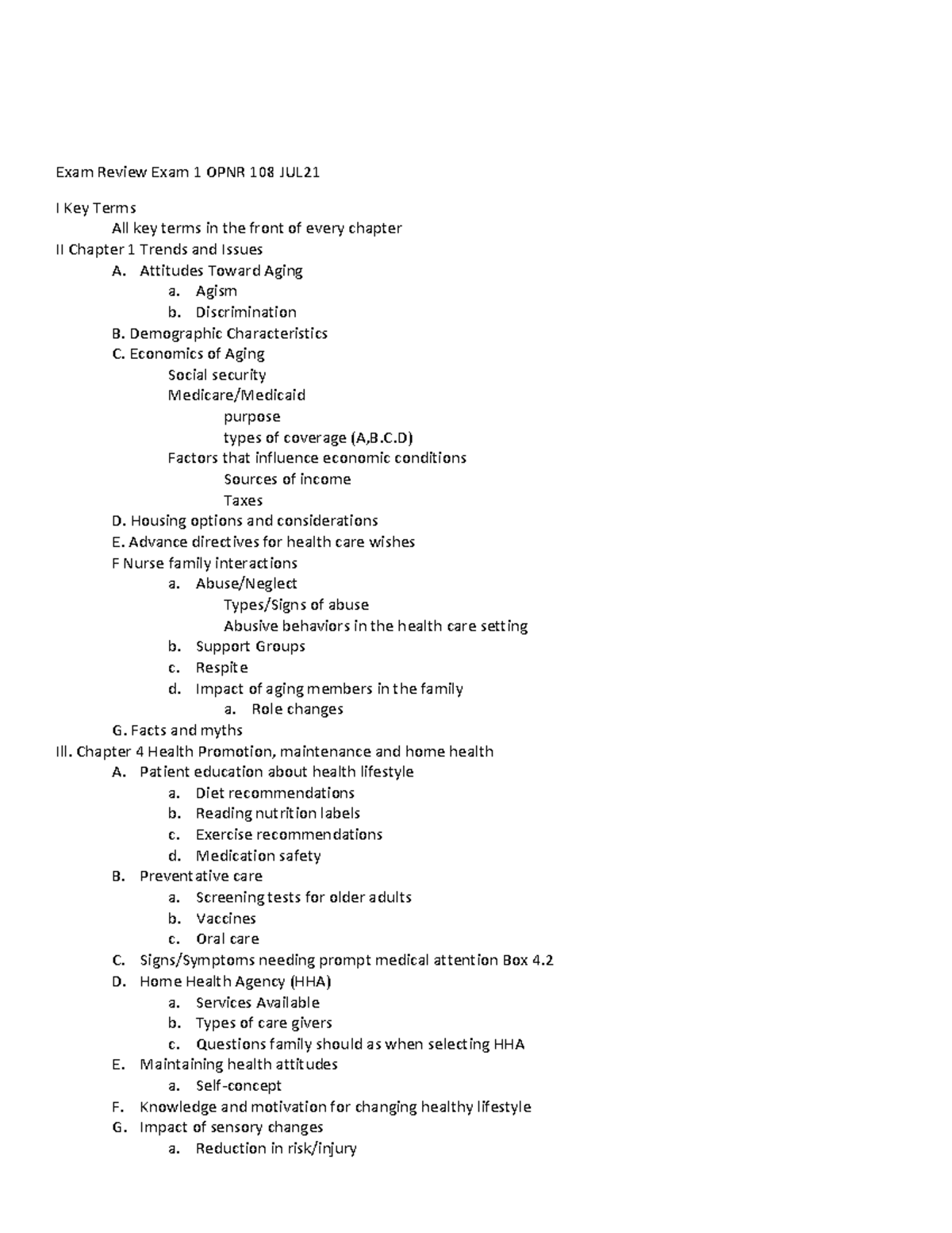 Exam Review Exam 1 OPNR 108 JUL 21 - Exam Review Exam 1 OPNR 108 JUL I ...