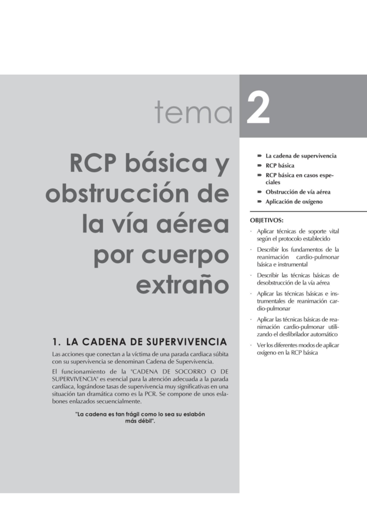 M2-L1 - Resumen RCP primero auxilios - tema 2 RCP básica y La cadena de ...