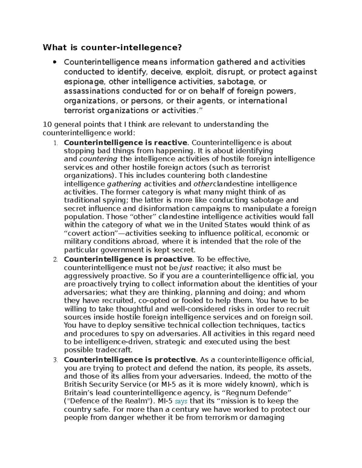 Counter Intellegence - What is counter-intellegence ...