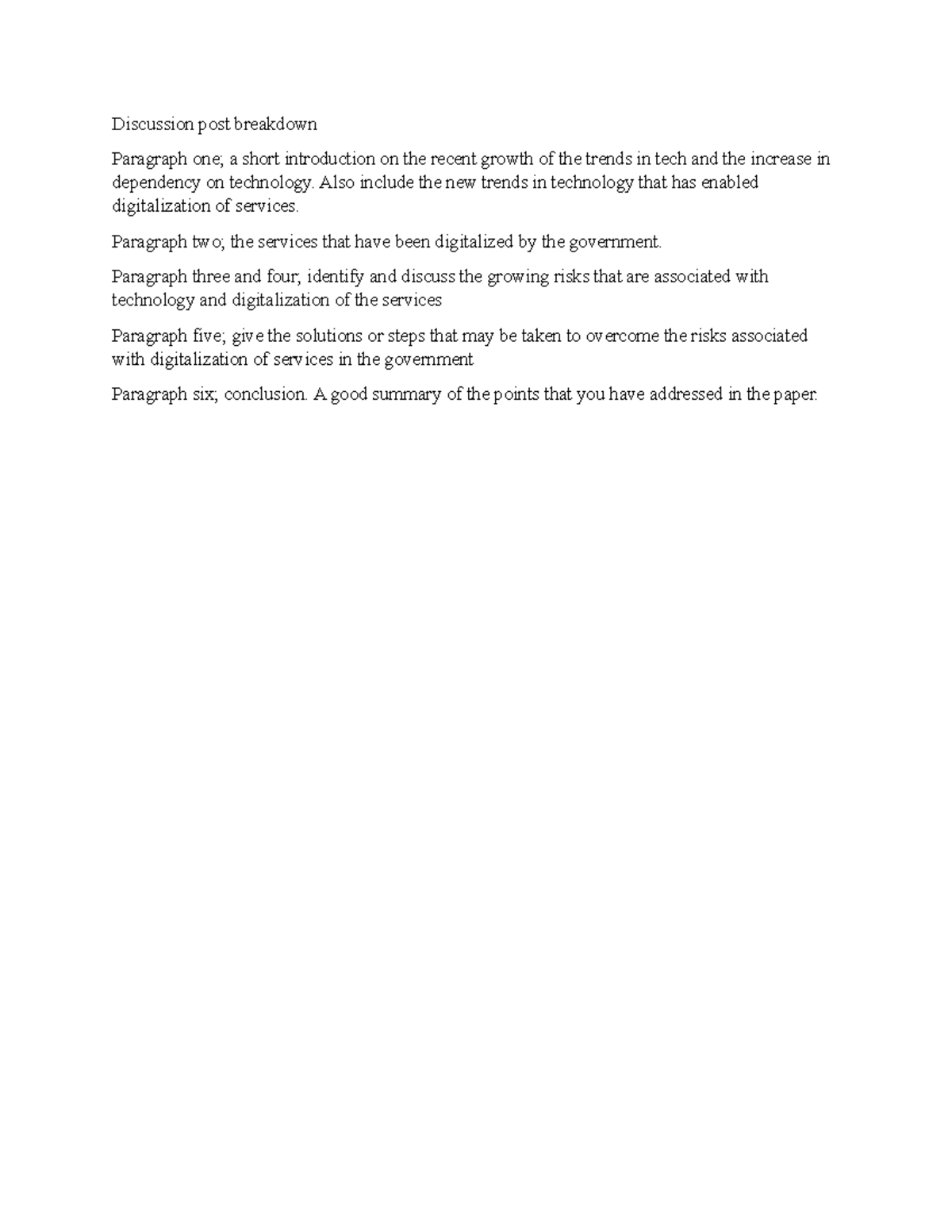Discussion post a breakdown - Discussion post breakdown Paragraph one ...