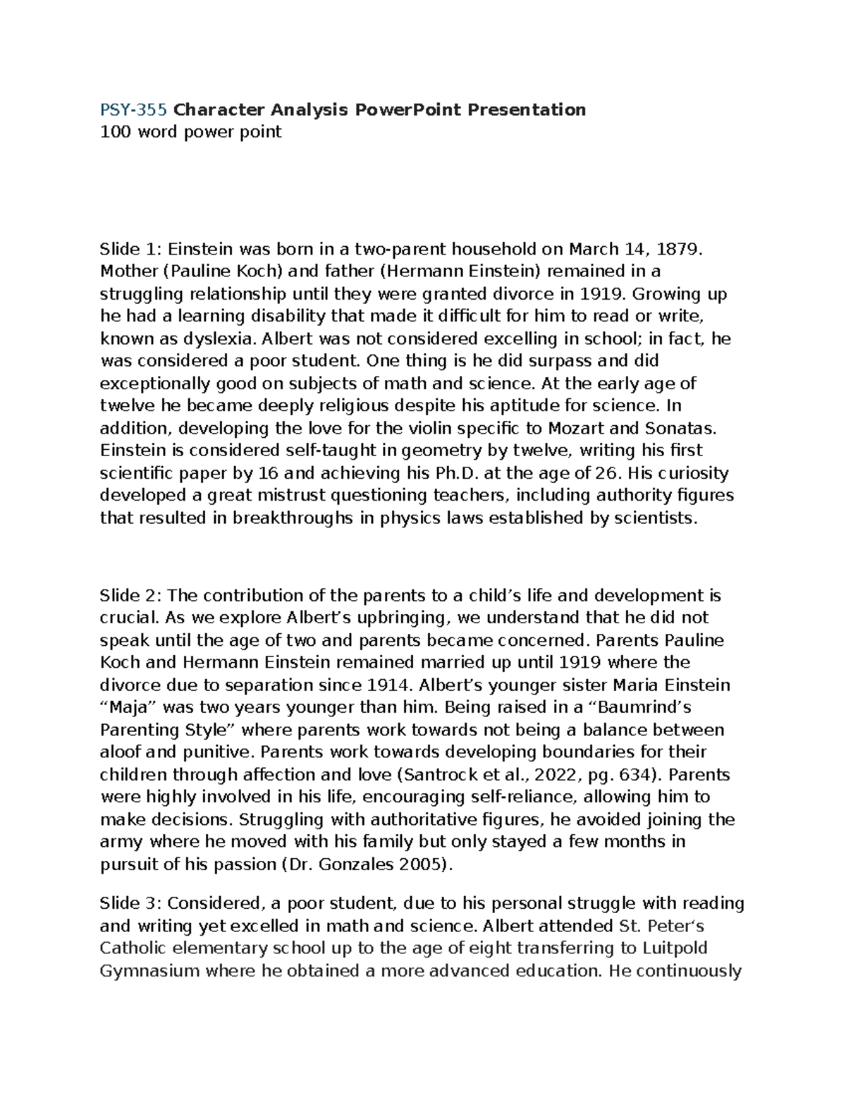 power point presentation - PSY-355 Character Analysis PowerPoint ...