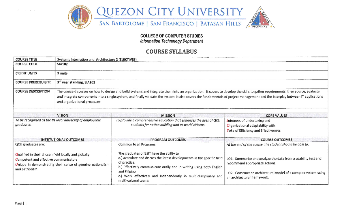 SIA102 - Systems Integration and Architecture 2 (Electives) Course ...