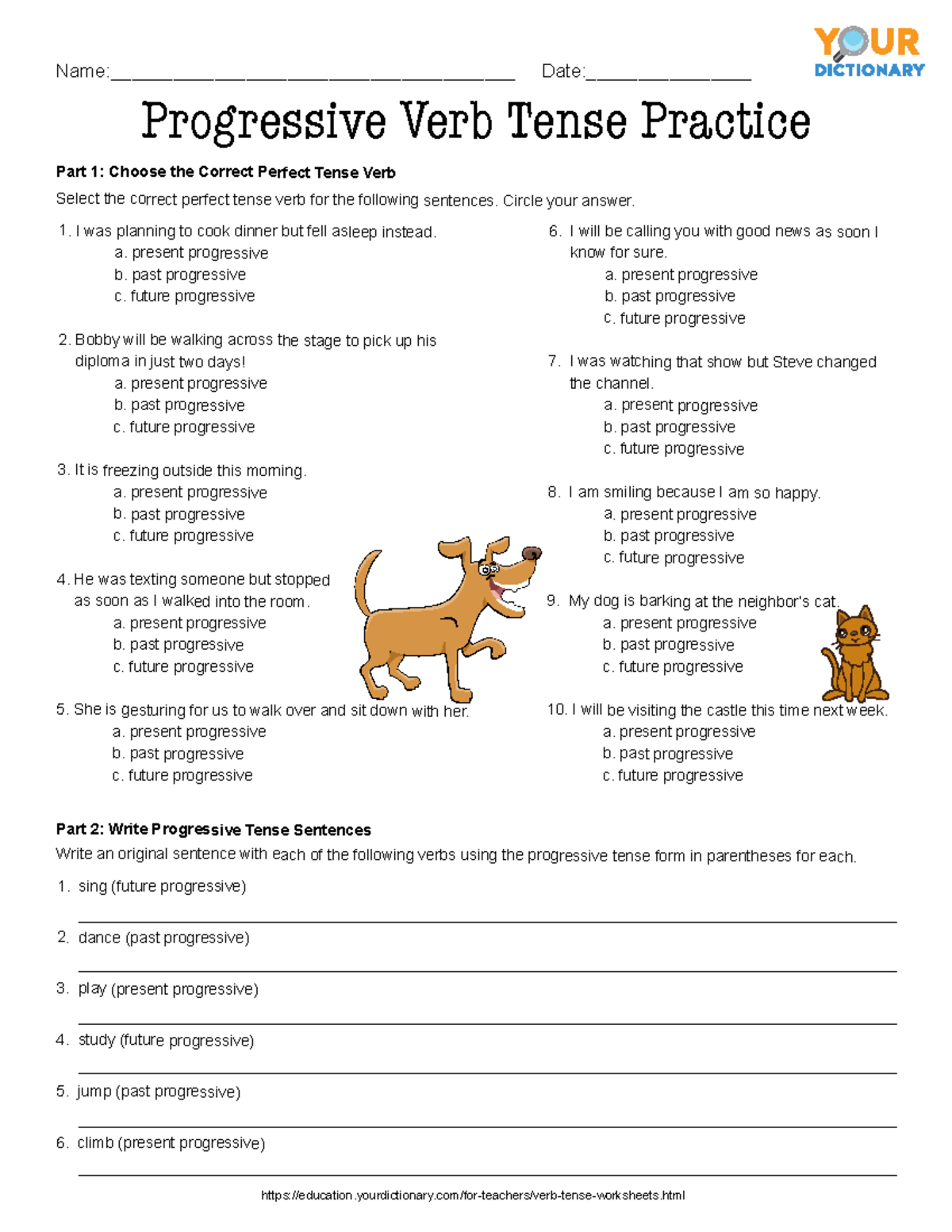 Progressive-Verb-Tense-Practice sep 21 - Part 1: Choose the Correct ...