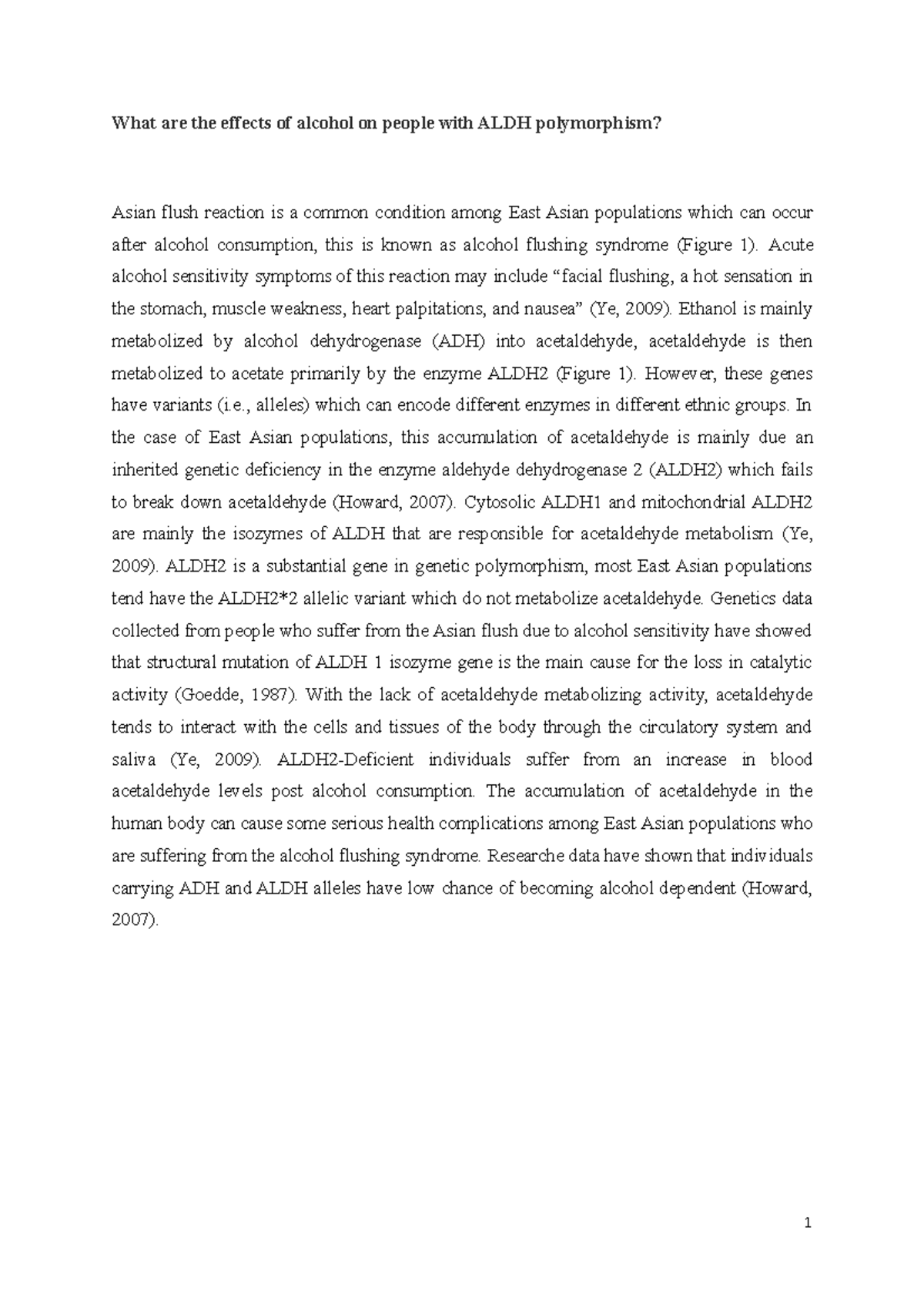 What are the effects of alcohol on people with ALDH polymorphism ...