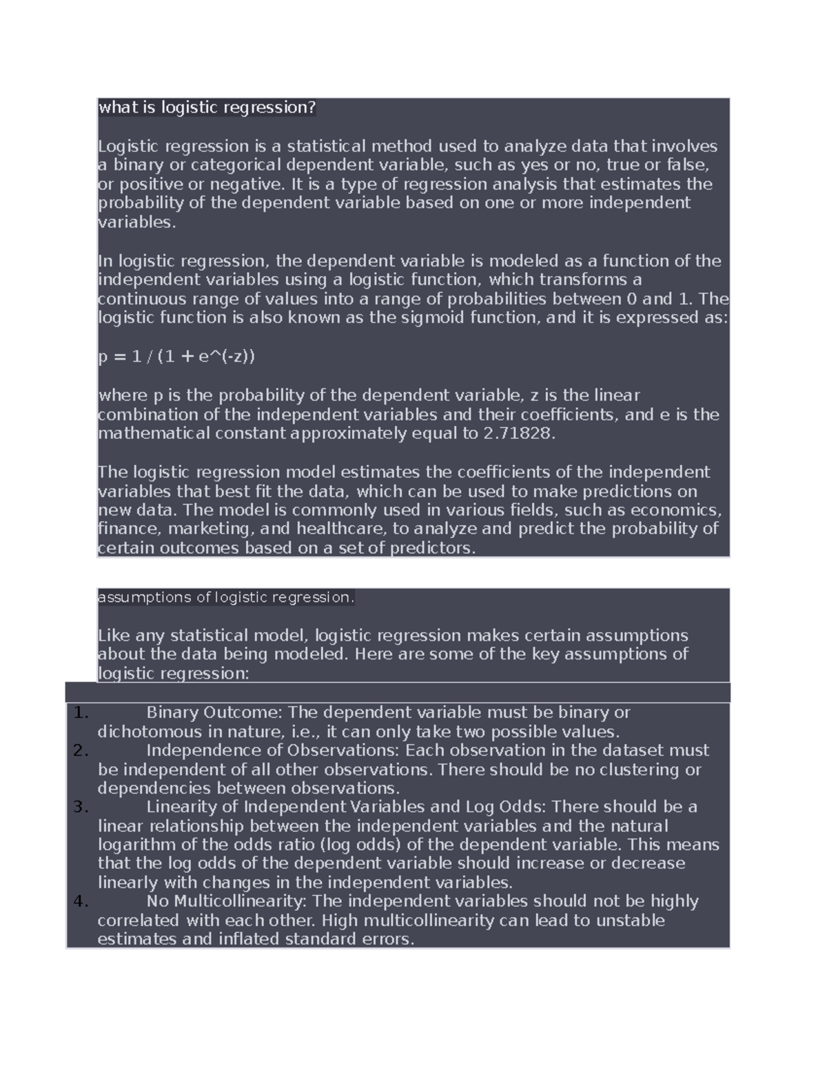 Logistic regression - Notes - what is logistic regression? Logistic ...