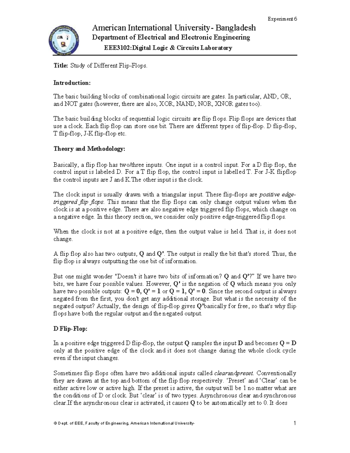 DLC LAB 06 student manual Spring 2022-23 - © Dept. of EEE, Faculty of ...