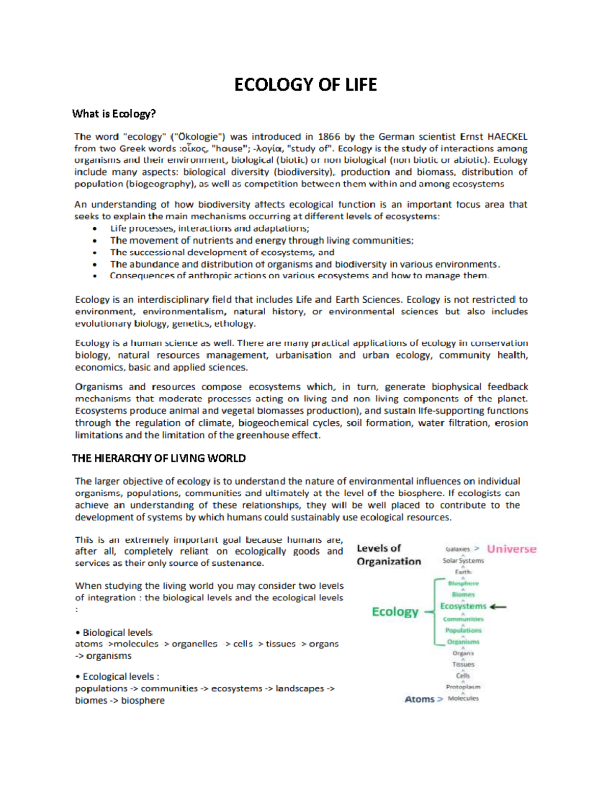 Lecture 2 - ...... - Purposive Communication - ECOLOGY OF LIFE What is ...