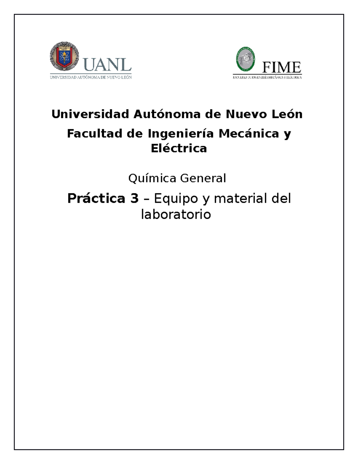 Practica 3 Quimica Laboratorio General Universidad Autónoma De Nuevo