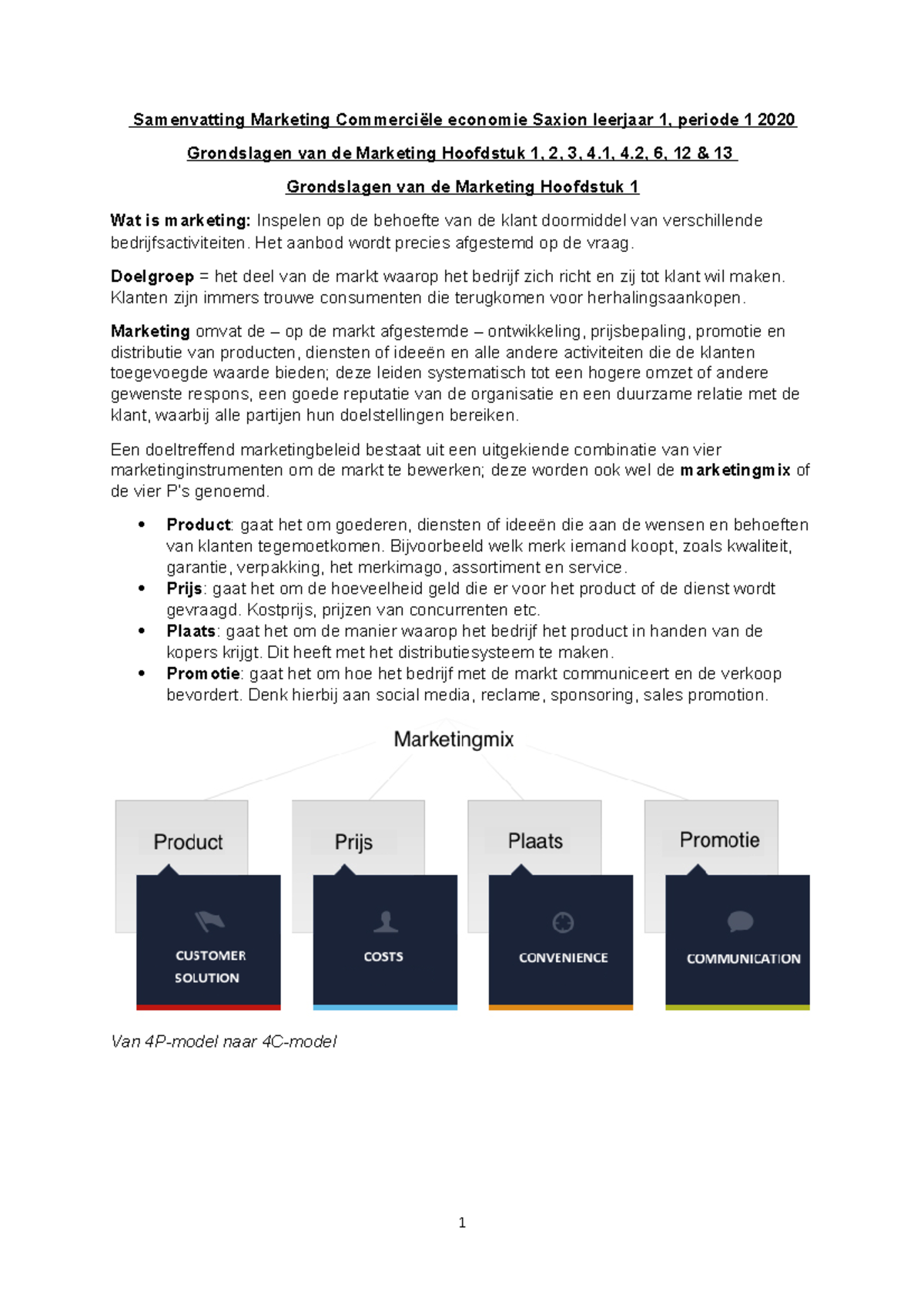 Grondslagen van de Marketing Hoofdstuk 1, 2, 3, 4.1, 4.2, 6, 12 & 13 ...