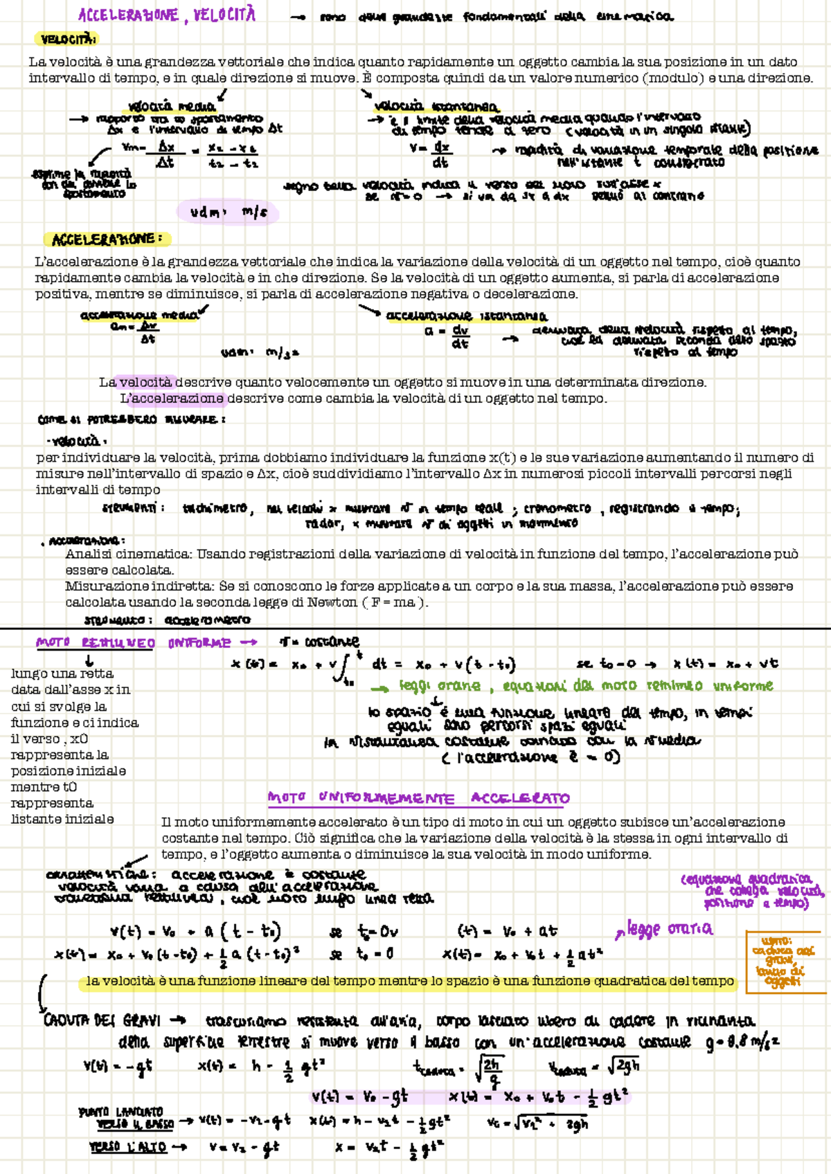 Fisica formulario per orale - La velocità è una grandezza vettoriale ...