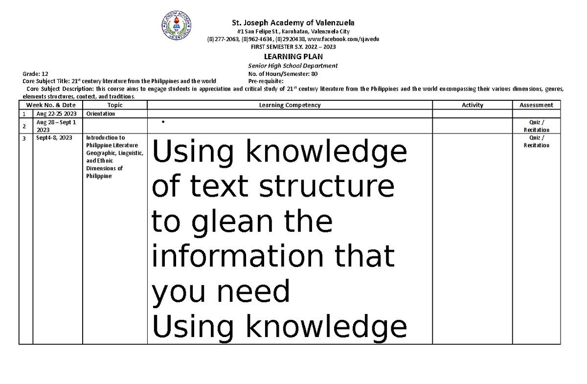 EAPP Grade 12 - lecture - St. Joseph Academy of Valenzuela #1 San ...