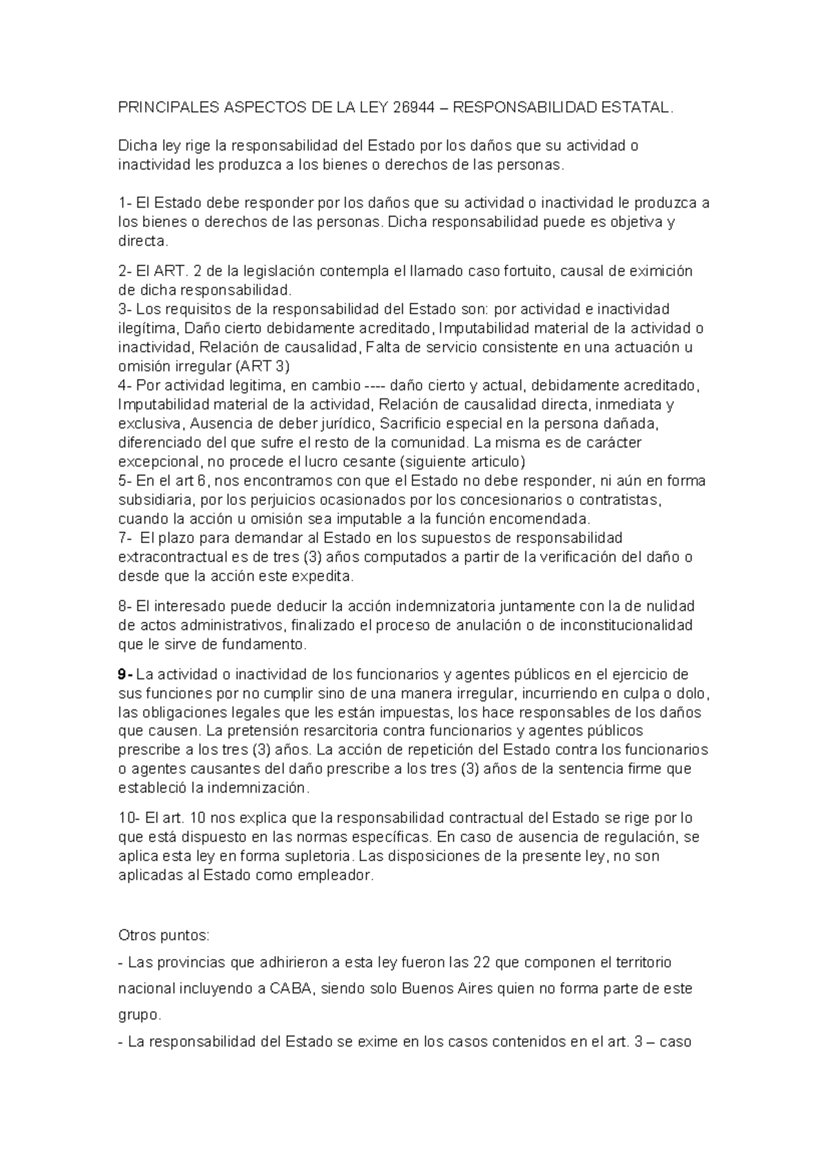 Principales Aspectos DE LA LEY 26944 - Administrativo - PRINCIPALES ...