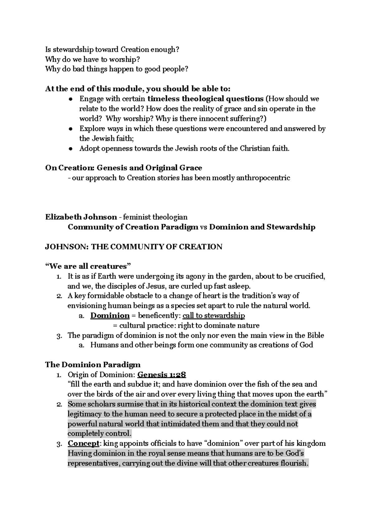 THEO 11 Module 3 - Creation Grace and Sin Worship Suffering - Is ...