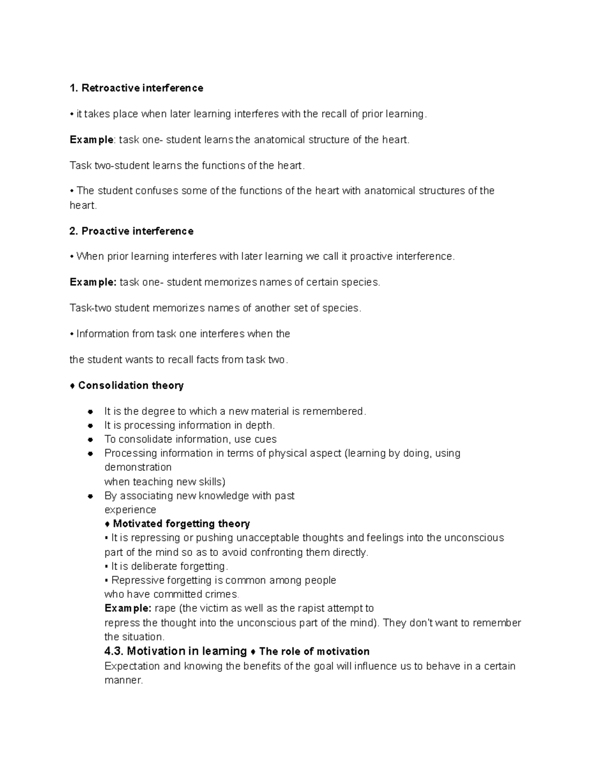 Psych 1500 Notes 18 - Retroactive interference it takes place when ...