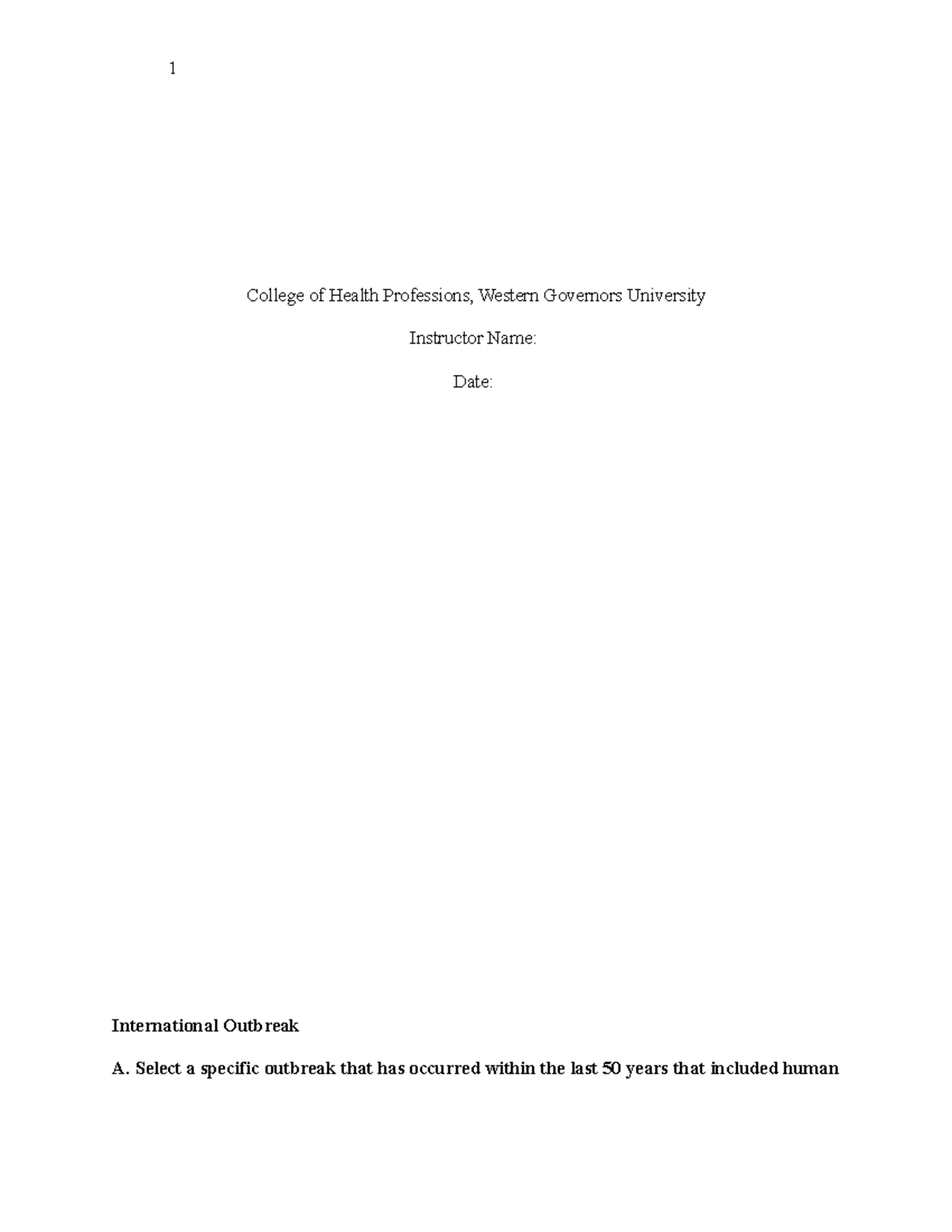 C 228 Task 2 Upload - PAPER - 1 College of Health Professions, Western ...