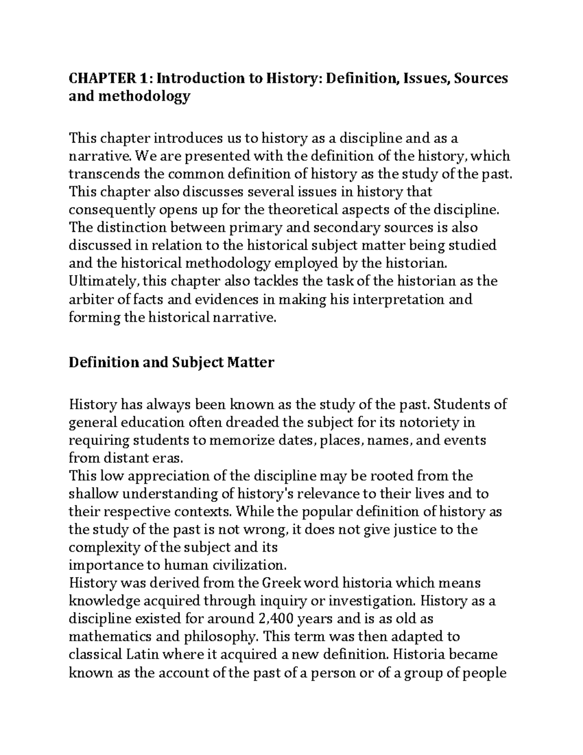Document-15-8 - CHAPTER 1: Introduction to History: Definition, Issues ...