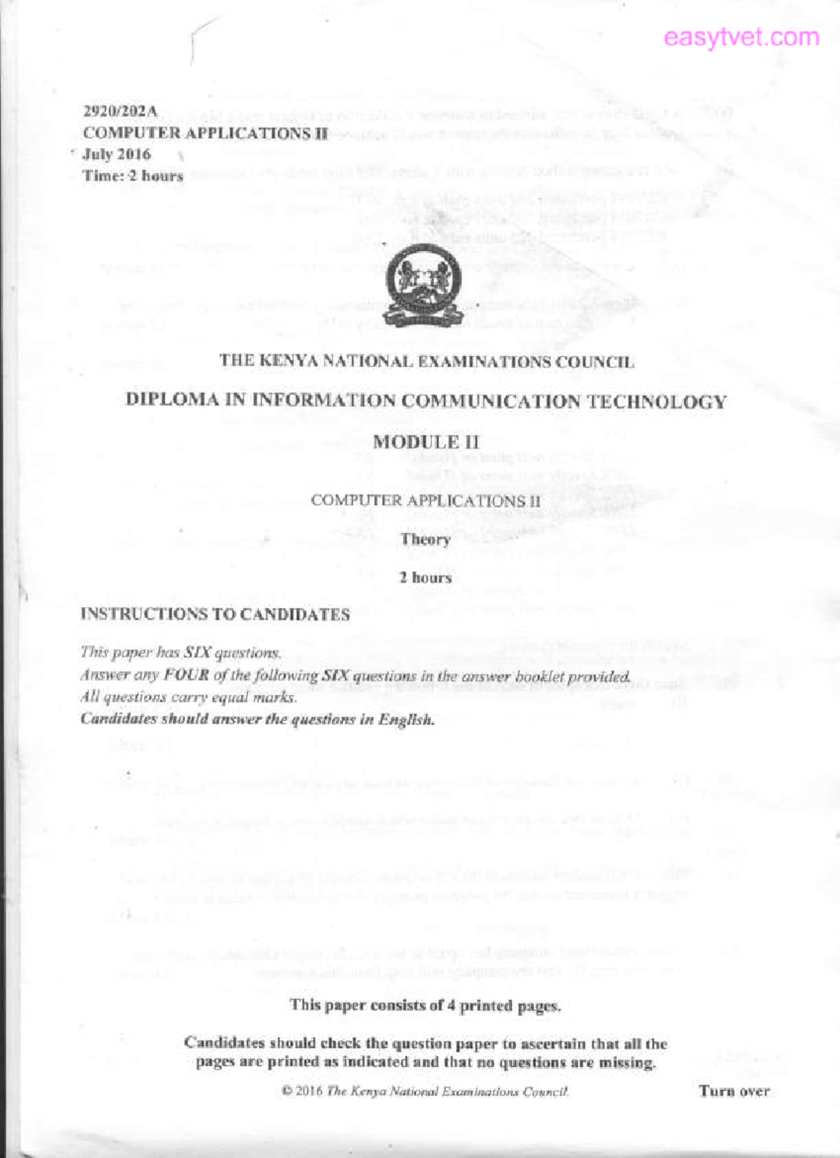 2016 july CA T - USED FO REVISION - Introduction to ict - Studocu