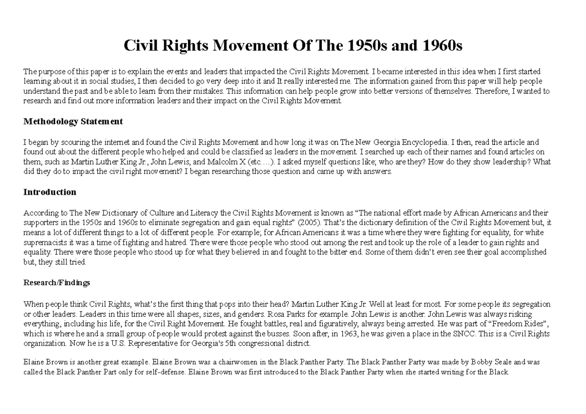 Civil Rights Movement Of The 1950s and 1960s copy - Civil Rights ...