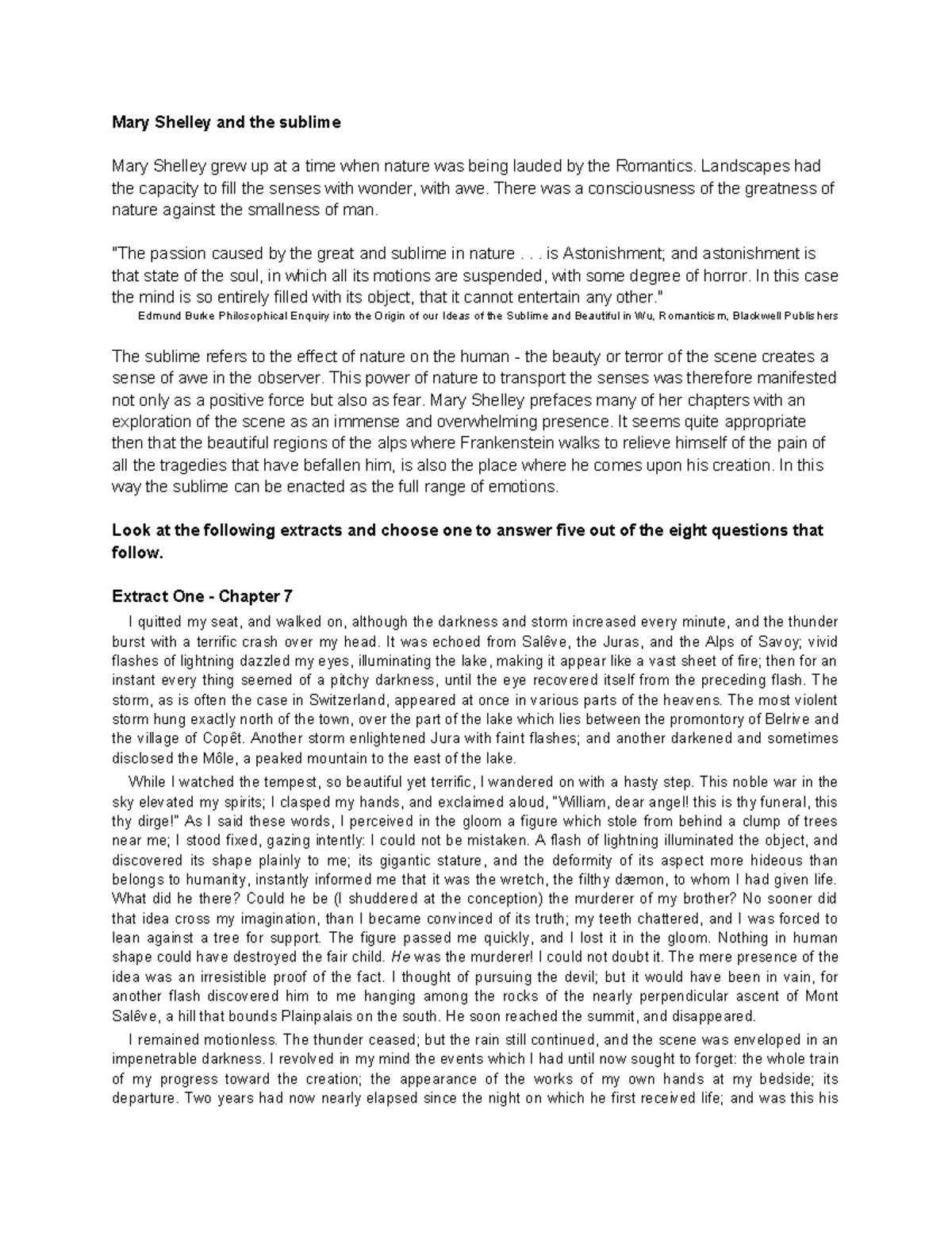 Copy of Frankenstein Close Reading (after ch 10) - Mary Shelley and the ...