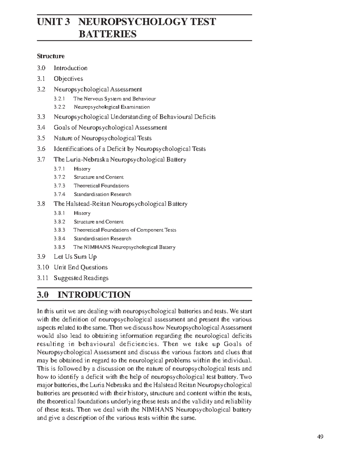 Neuropsych Test Batteries - Neuropsychological UNIT 3 NEUROPSYCHOLOGY ...