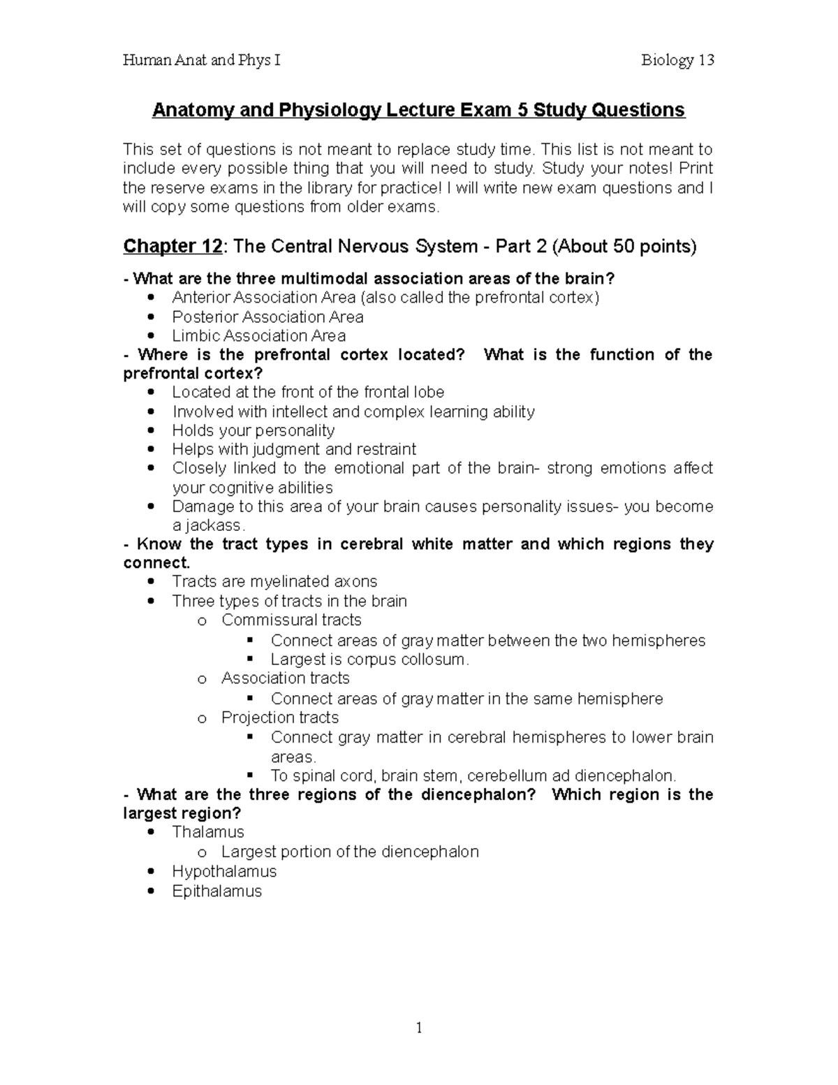 API Study Guide for Lecture Exam 5 - Anatomy and Physiology Lecture ...