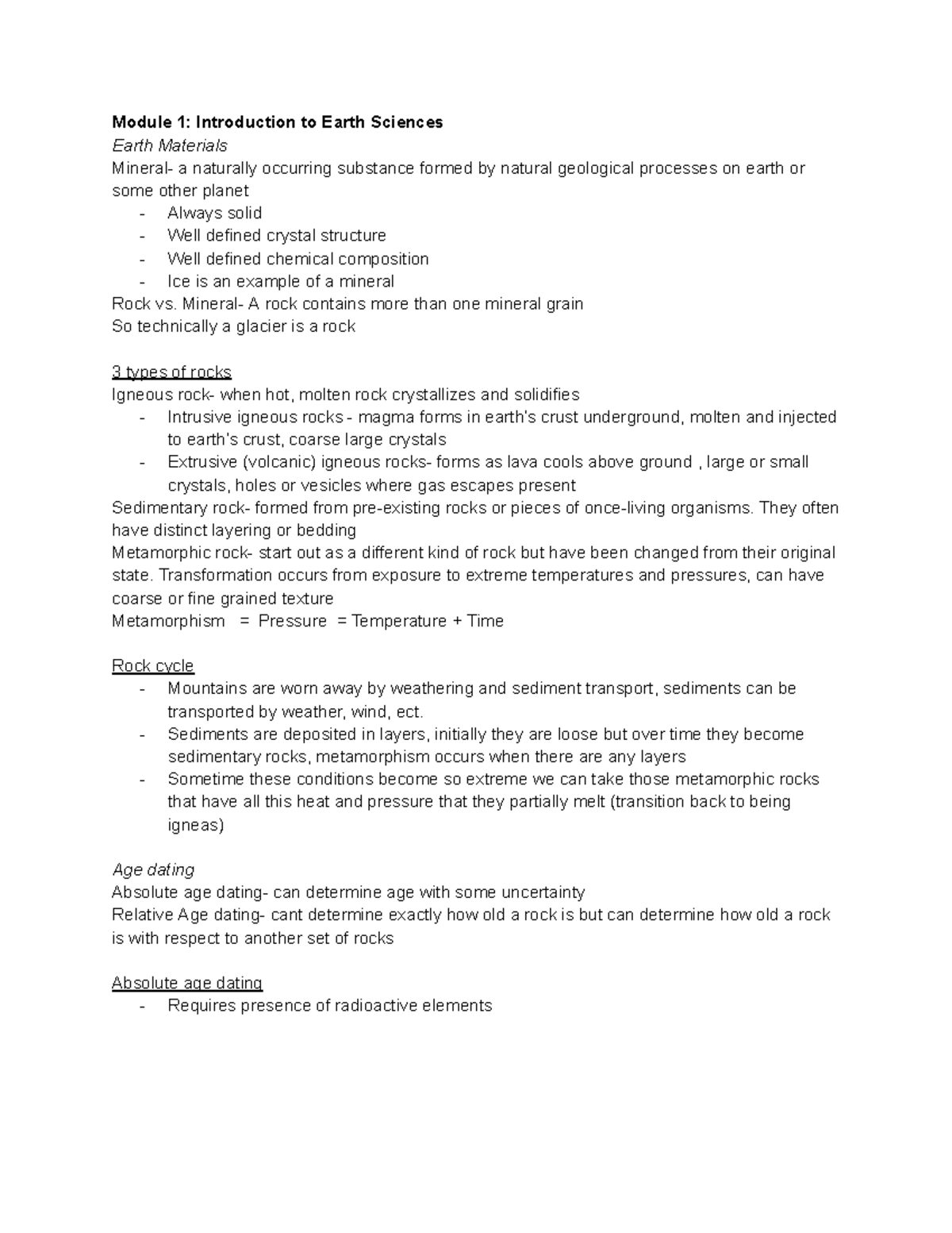 Geol study guide - Module 1: Introduction to Earth Sciences Earth ...
