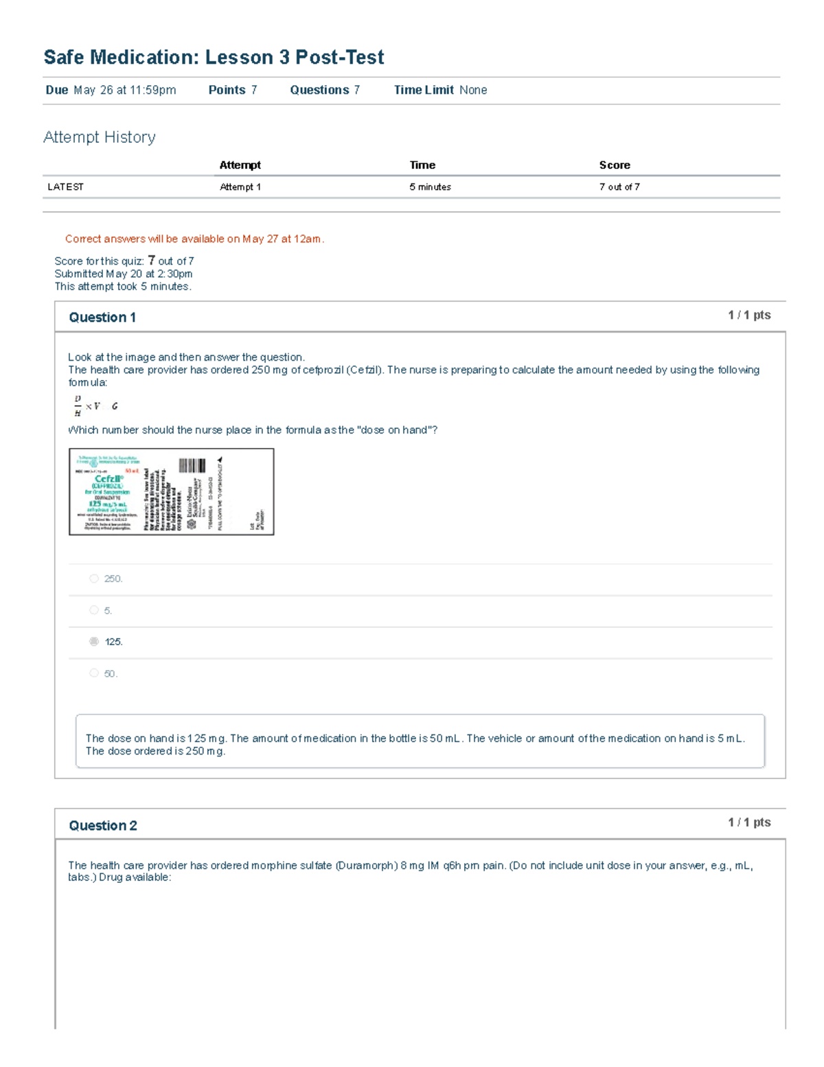 Safe Medication Lesson 3 Post-Test - Safe Medication: Lesson 3 Post ...