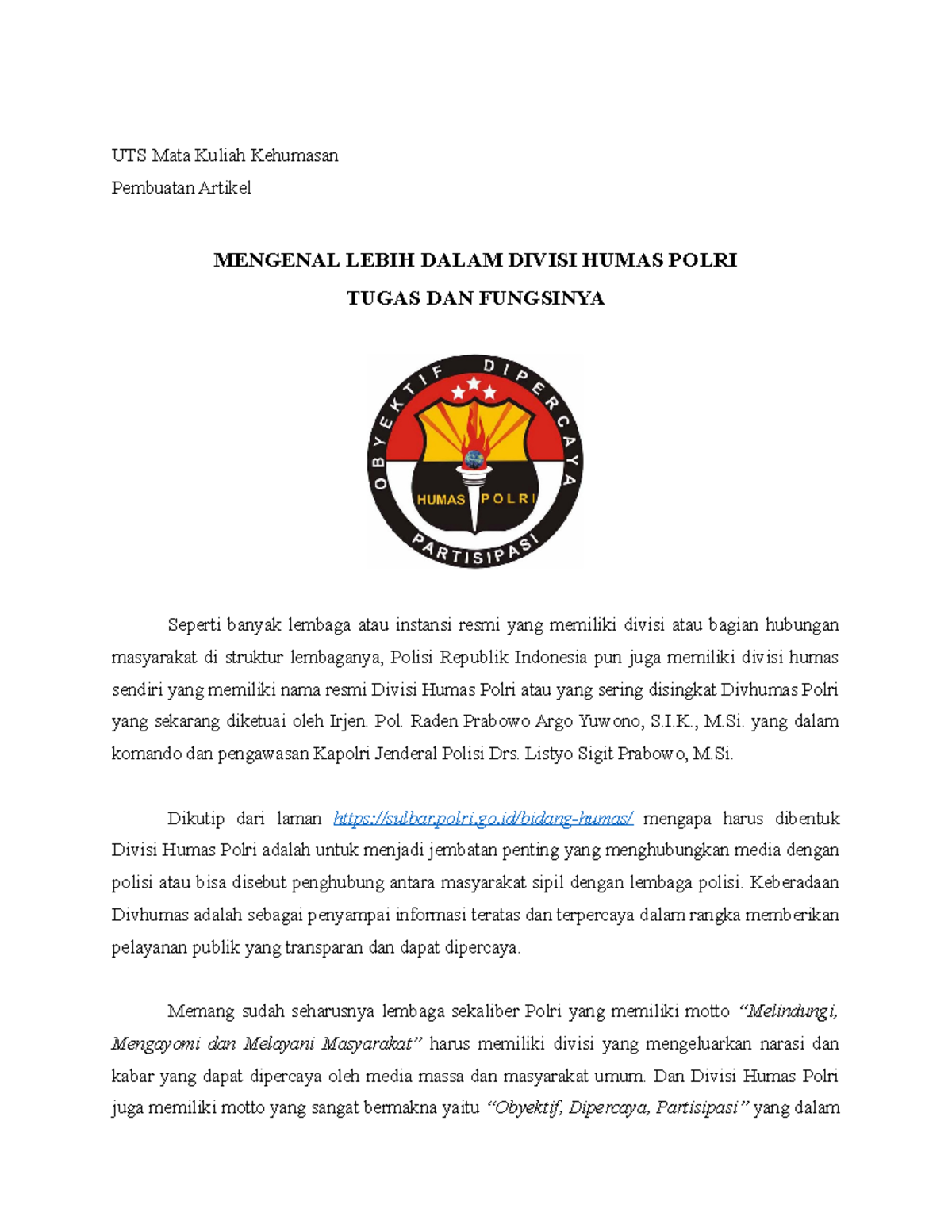 KEL 7 Kehumasan - UTS Mata Kuliah Kehumasan Pembuatan Artikel MENGENAL ...
