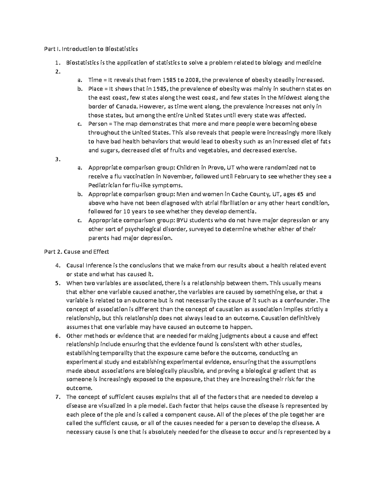 Biostatistics Part I Notes - Part I. Introduction to Biostatistics ...
