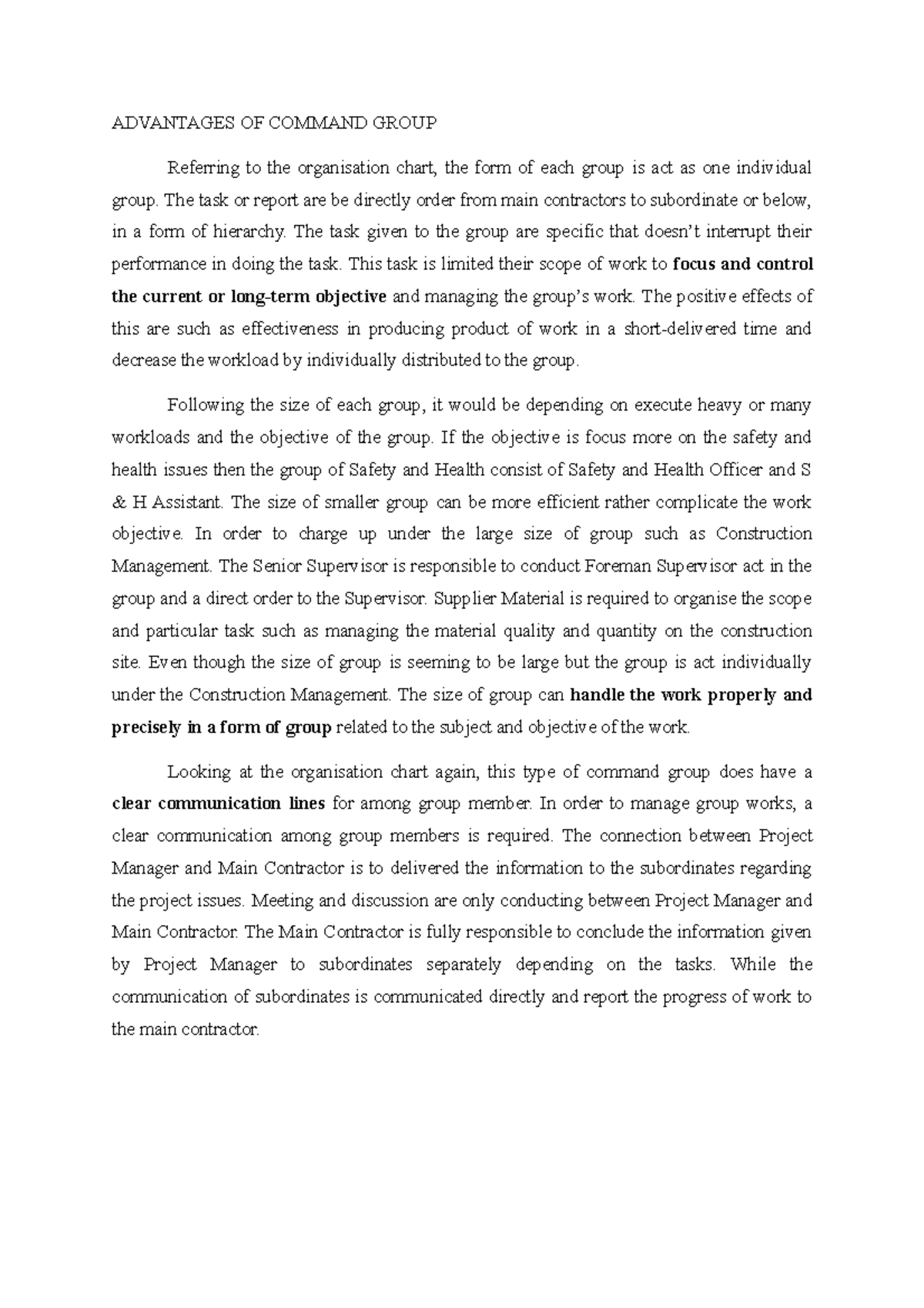 Advantages OF Command Group - ADVANTAGES OF COMMAND GROUP Referring to ...