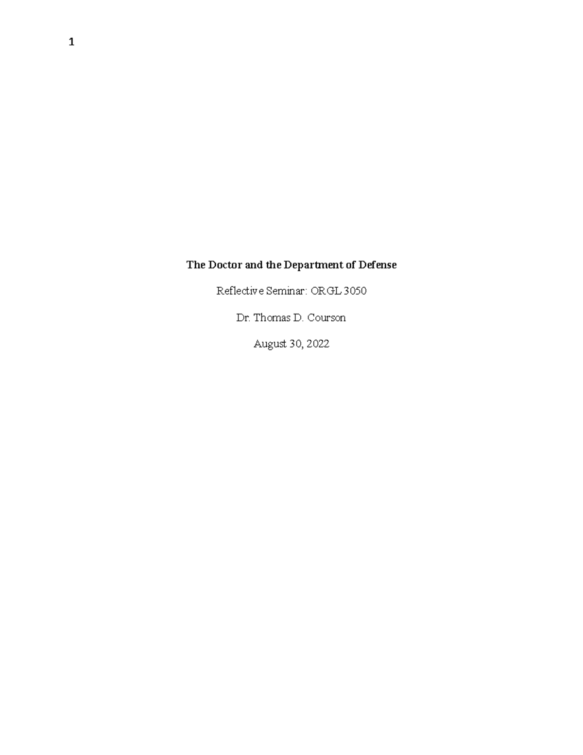 Module 3- Case study Assignment - The Doctor and the Department of ...