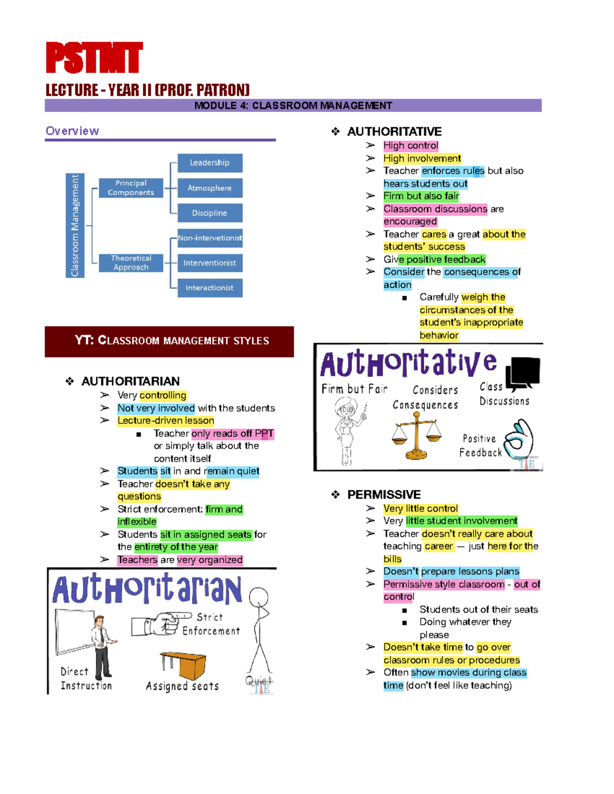 Pstmt M4 Classroom Management - PSTMT LECTURE - YEAR II (PROF. PATRON ...