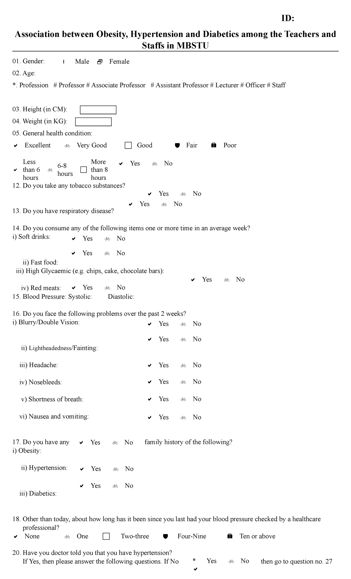 Questionnaire Final - GOOD - ID: Association between Obesity ...