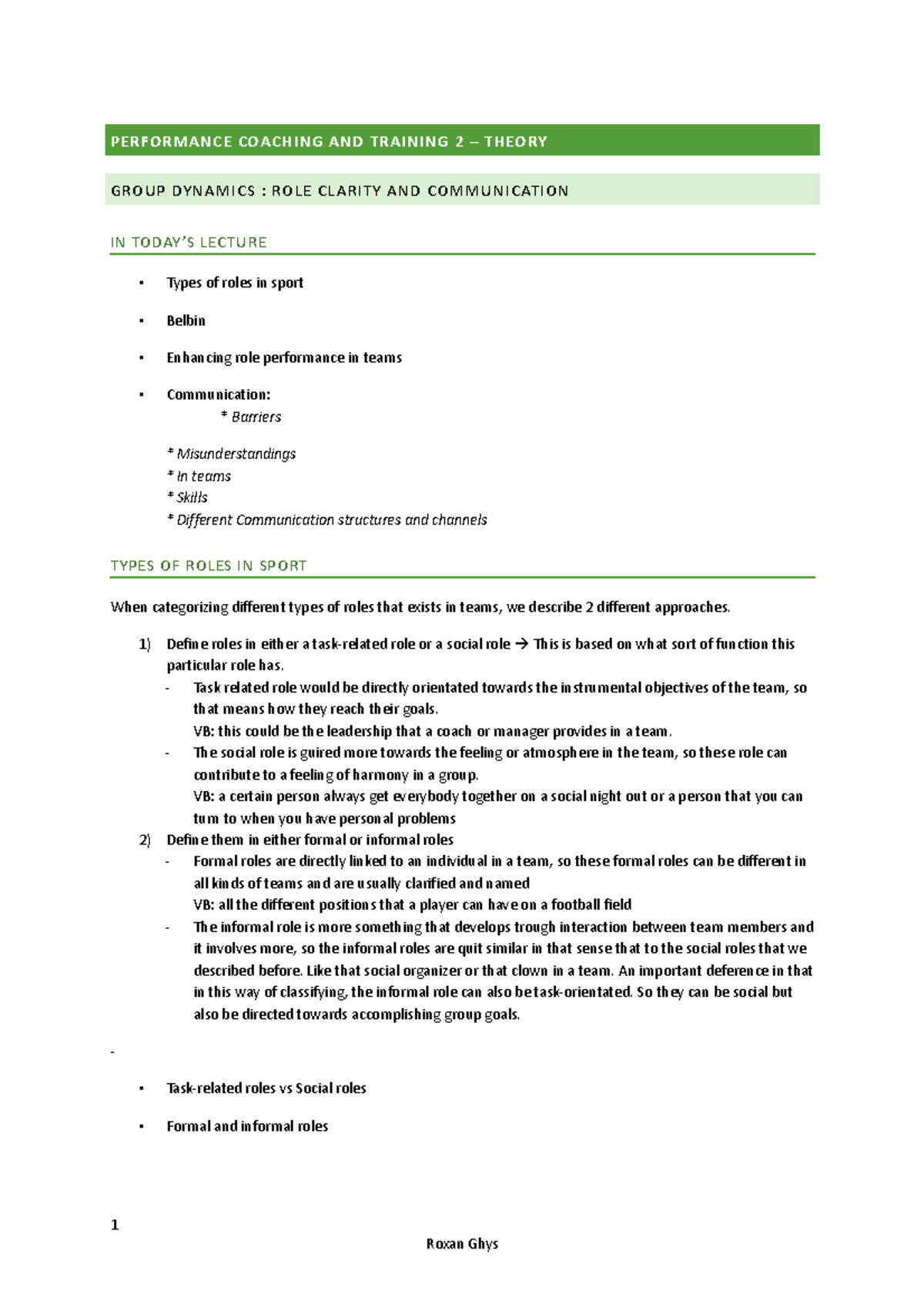 PCT 2 - Theory - Group dynamics - PERFORMANCE COACHING AND TRAINING 2 ...