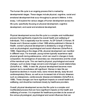 Stages of Human Development - The human life cycle is an ongoing ...