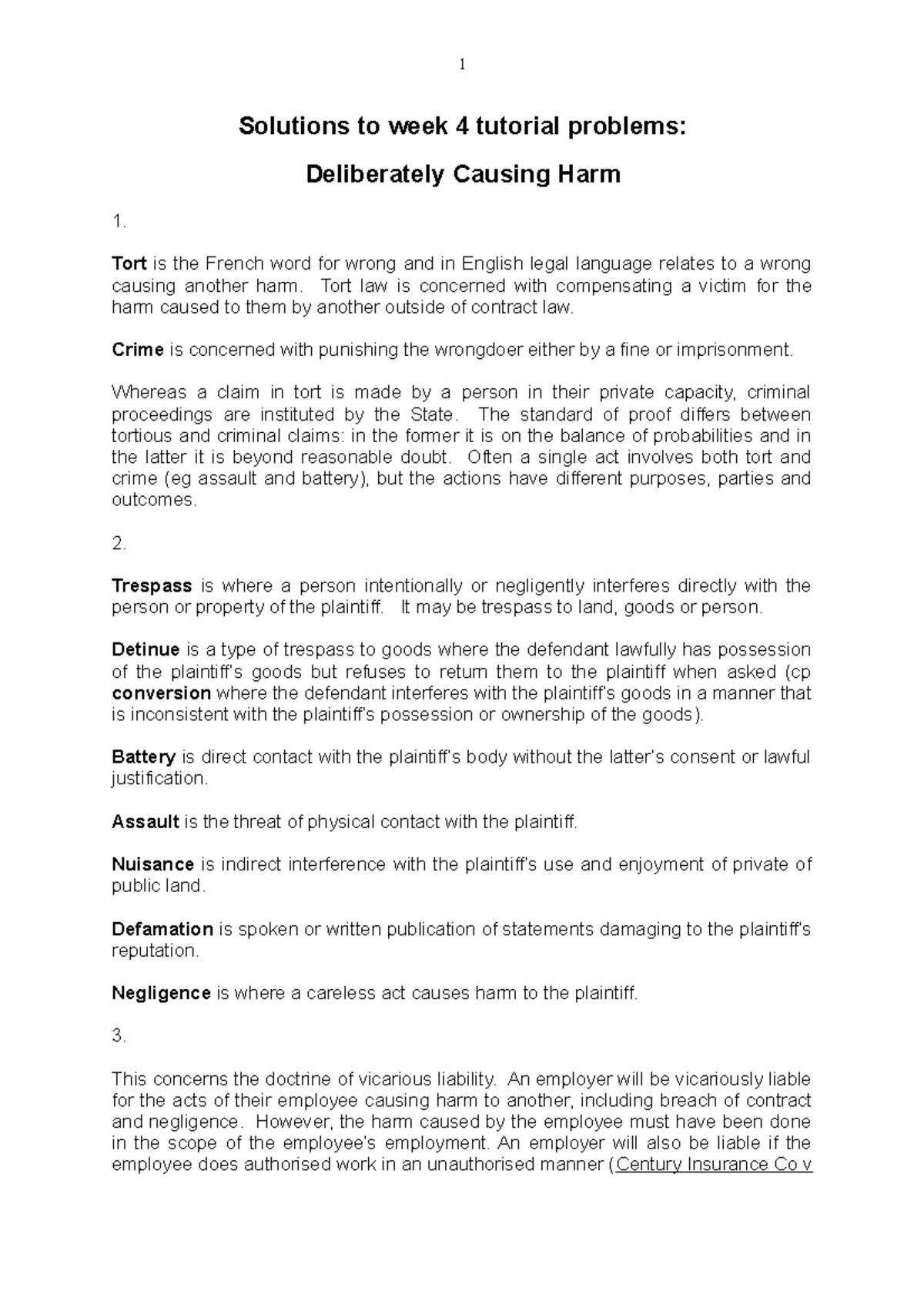 Tutorial - solution - 1 Solutions to week 4 tutorial problems ...